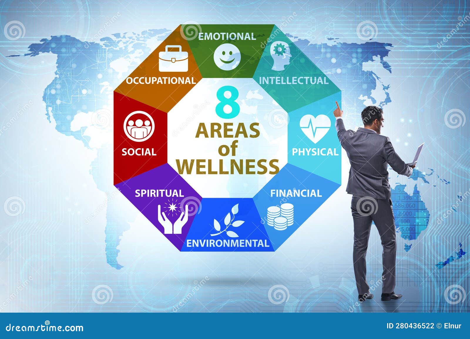Concept of Eight Areas of Wellness Stock Photo - Image of therapy ...