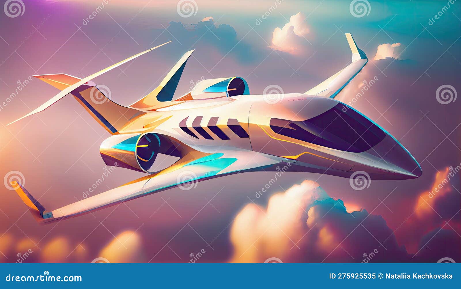 Concept of Electric Plane Flying in the Sky Stock Illustration ...