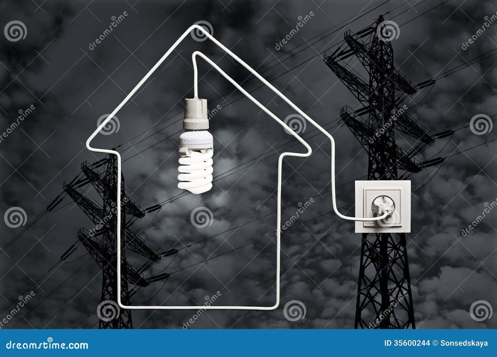 The Concept of Electricity Supply Houses Stock Illustration ...