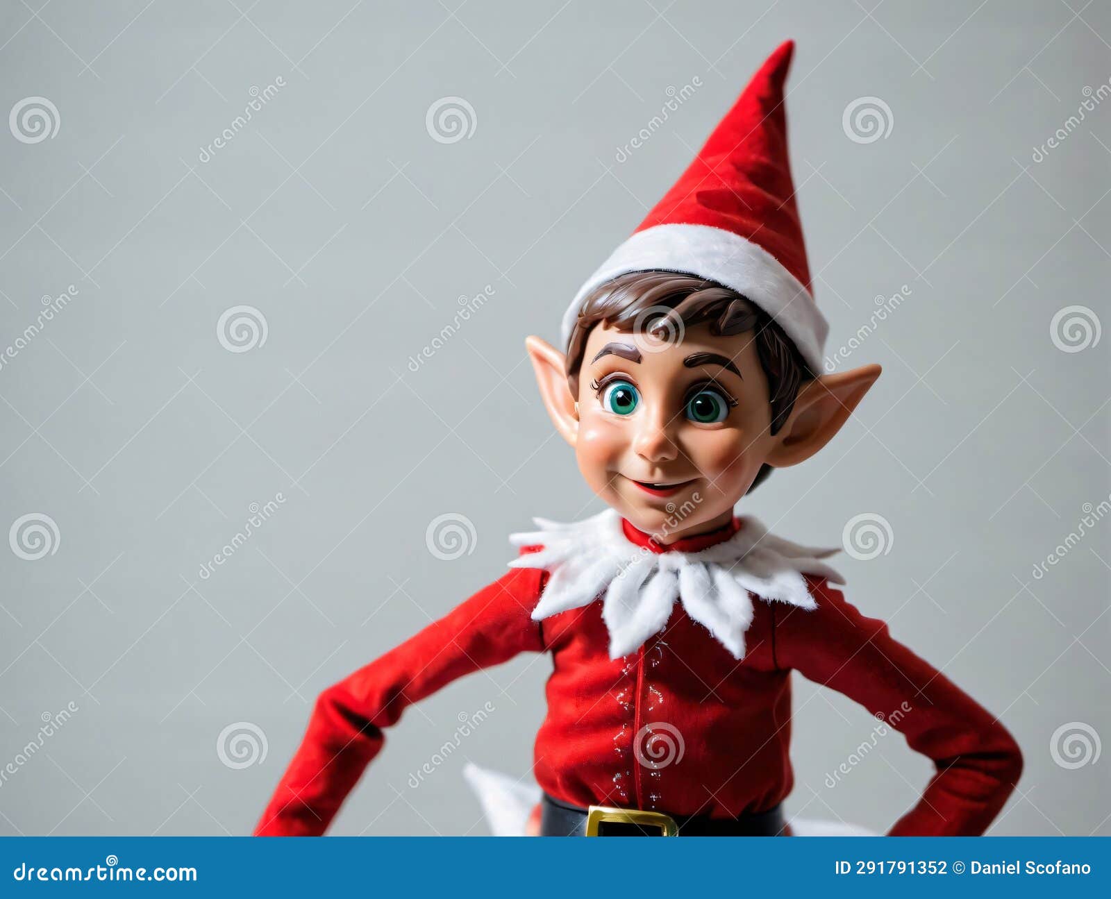 Elf Elf with a Red Hat and Green Eyes. Generative AI Stock Illustration ...