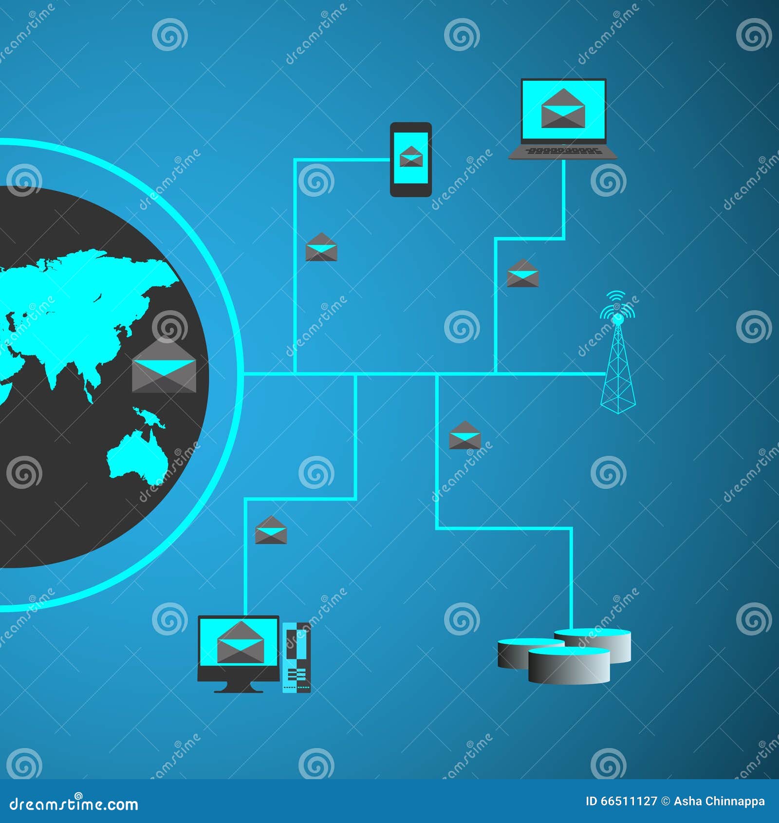 Concept of Email Message Exchange and Communication Stock Illustration ...