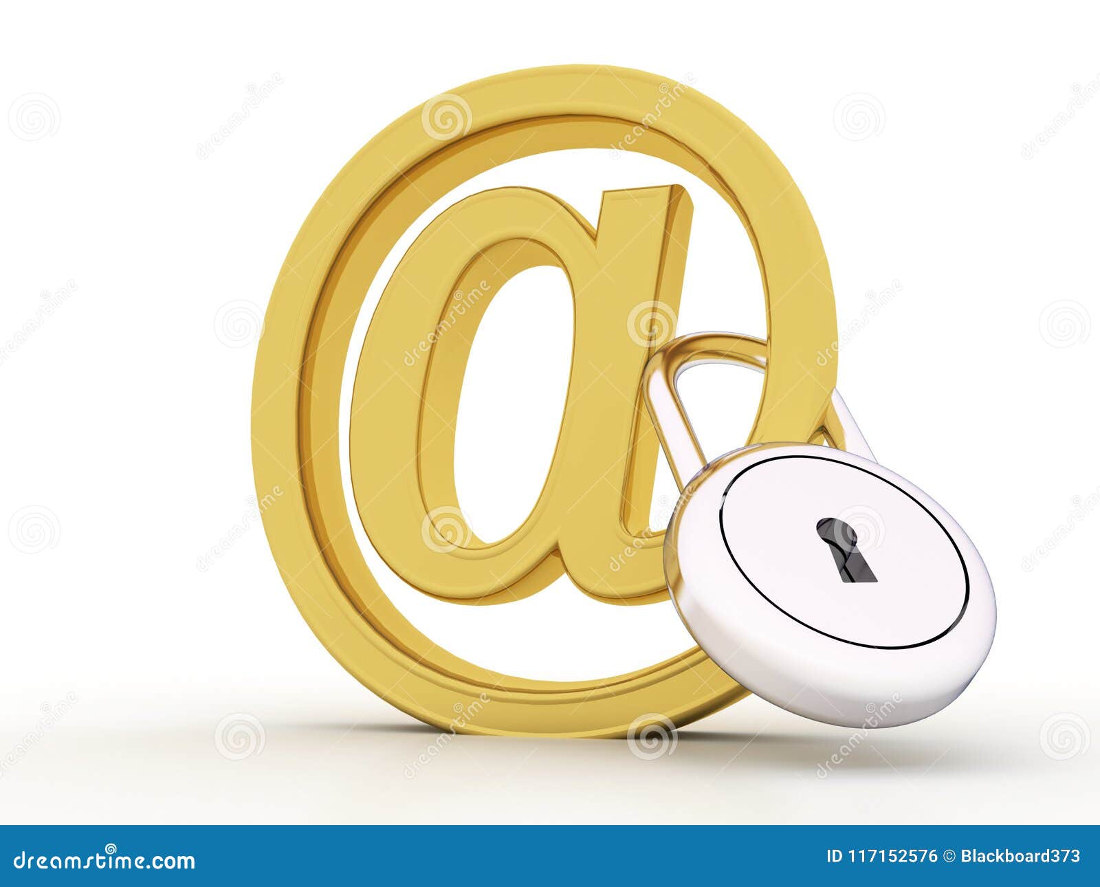 3d Render of Email Symbol with Lock Stock Illustration - Illustration ...