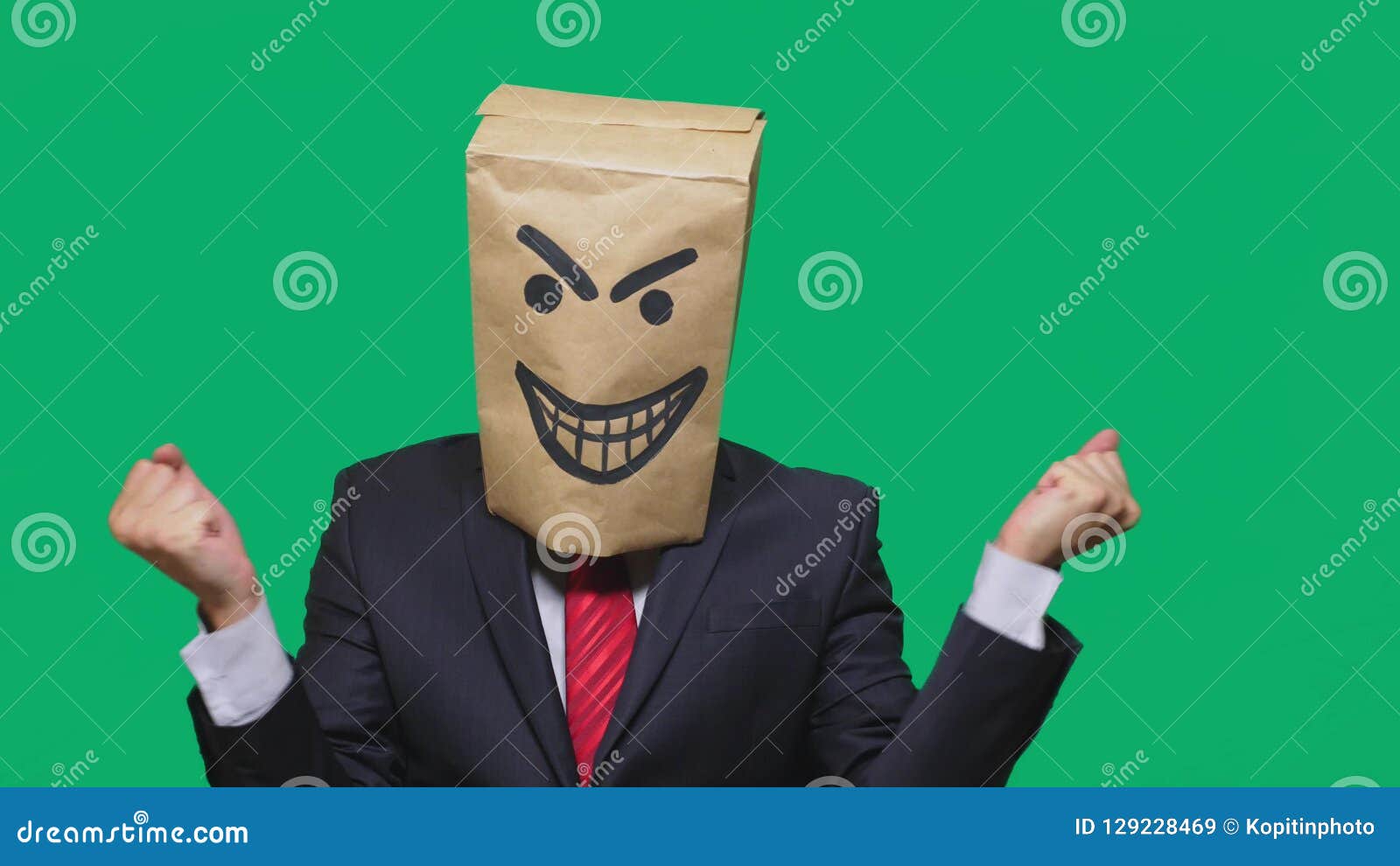Concept of Emotion, Gestures. a Man with a Package on His Head, with a ...
