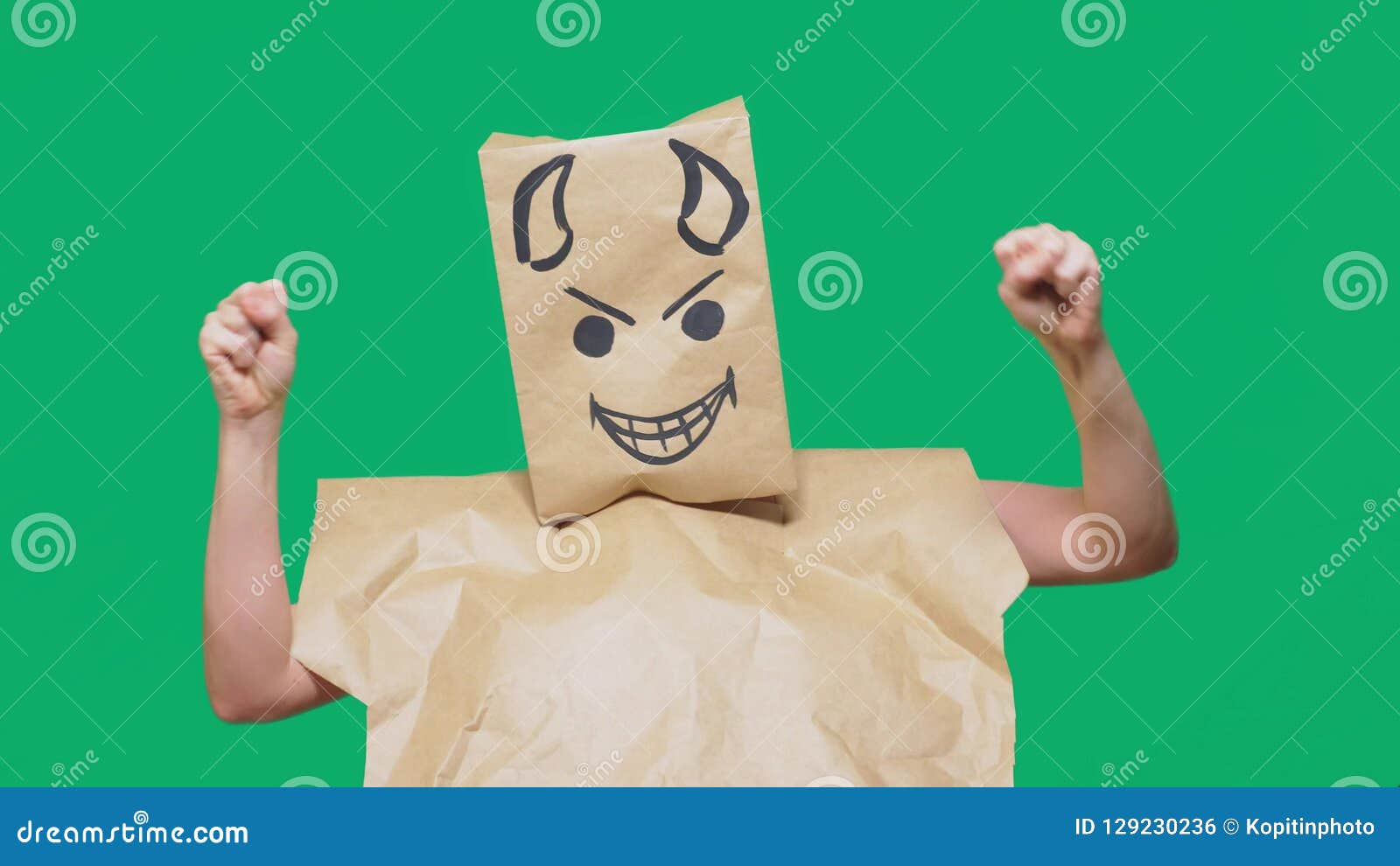 Concept of Emotion, Gestures. a Man with a Package on His Head, with a ...