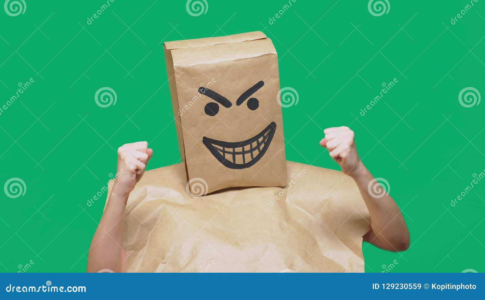 Concept Of Emotion, Gestures. A Man With A Package On His Head, With A ...