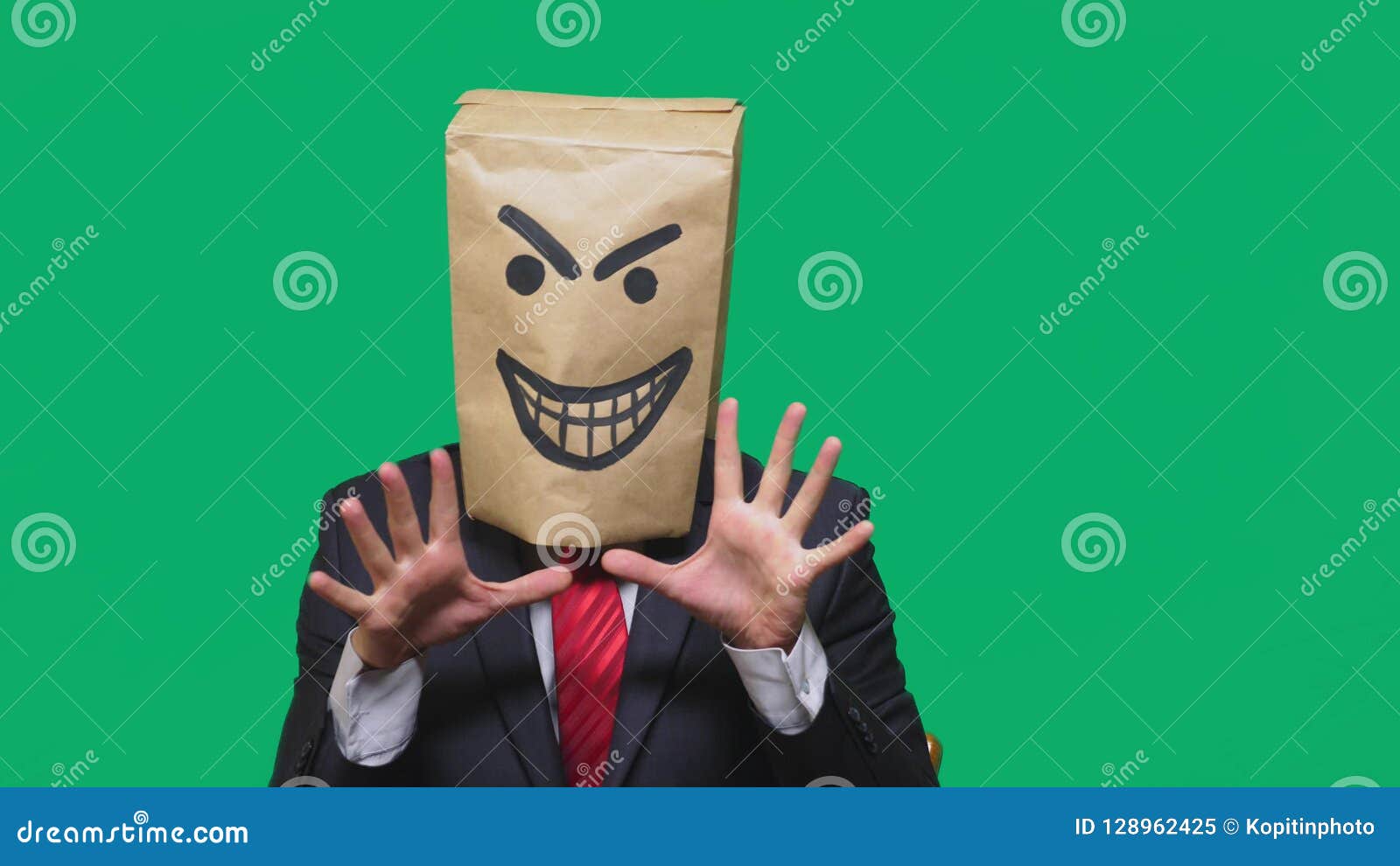 Concept of Emotion, Gestures. a Man with a Package on His Head, with a ...