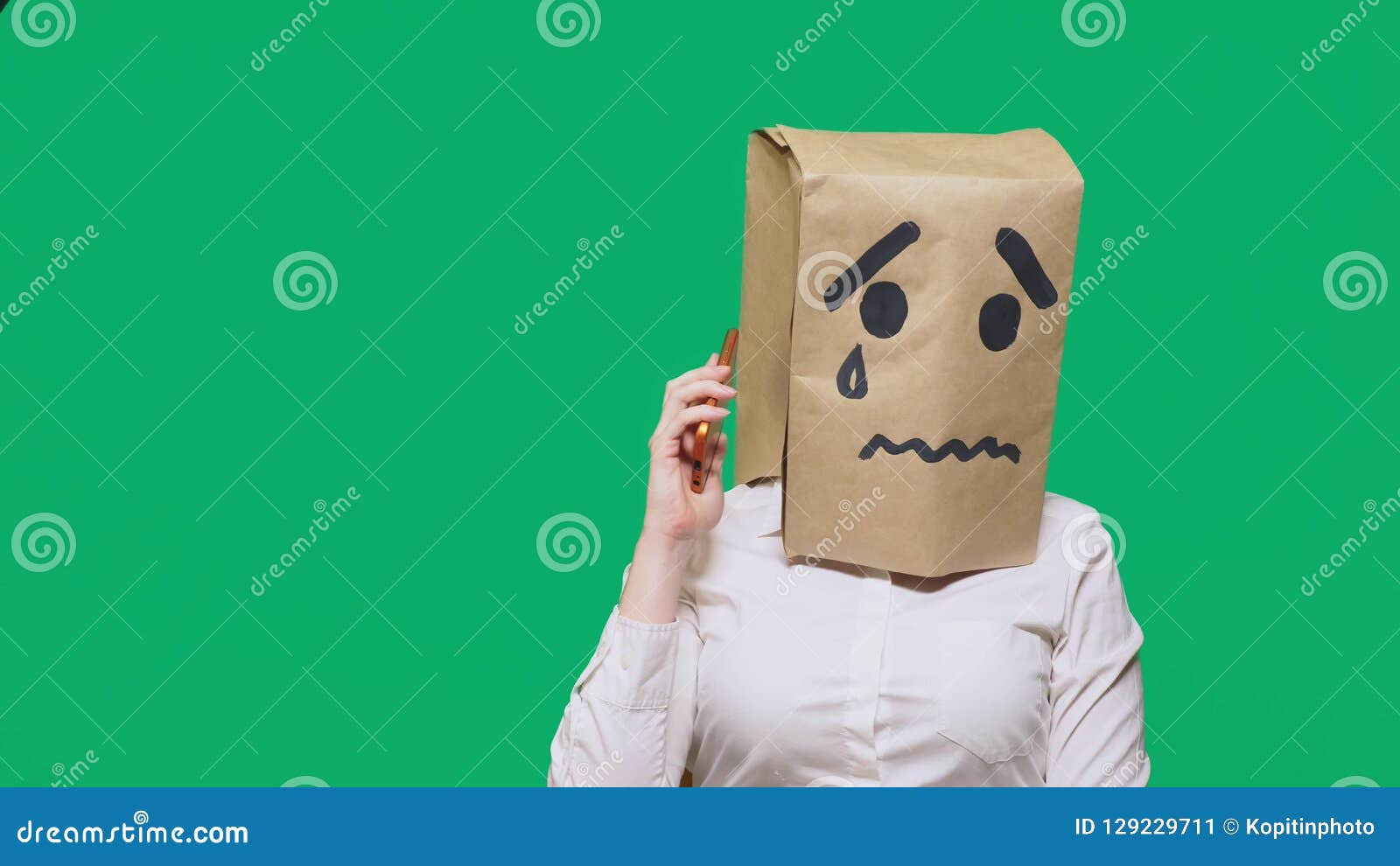 Concept of Emotion, Gestures. a Man with a Package on His Head, with a ...