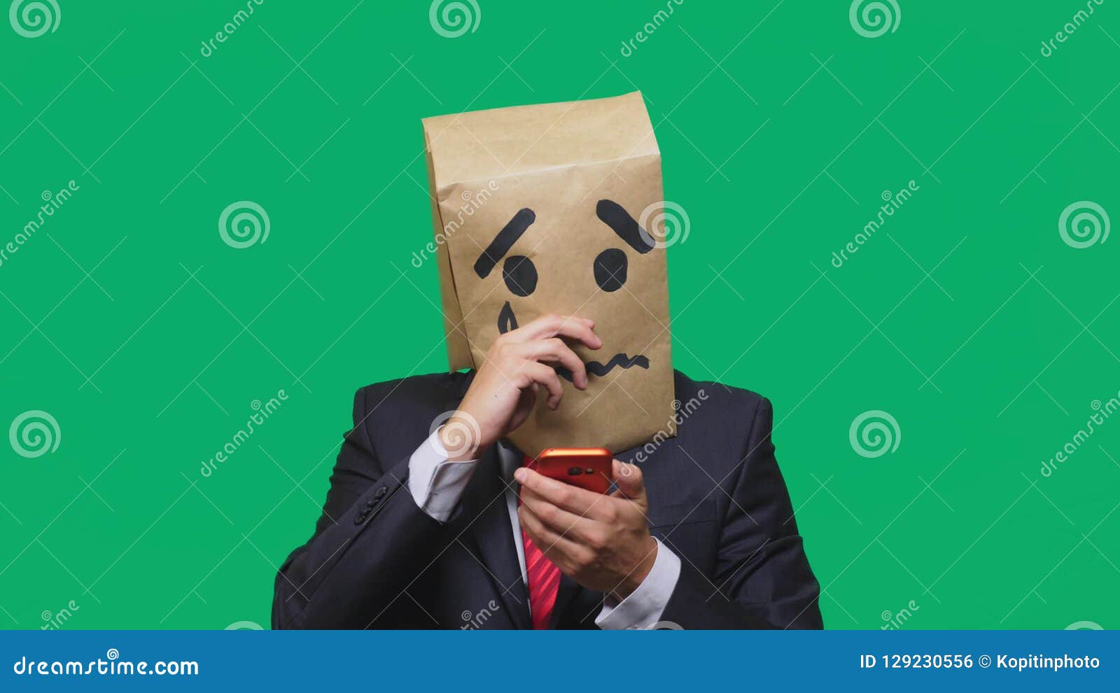Concept of Emotion, Gestures. a Man with a Package on His Head, with a ...