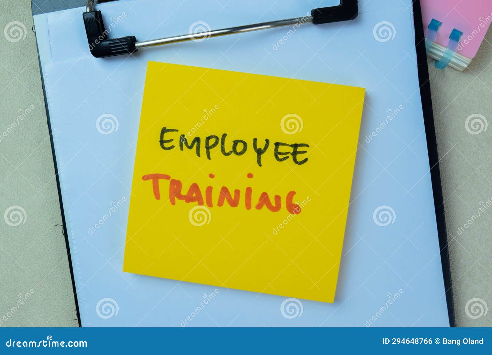 Concept of Employee Training Write on Sticky Notes Isolated on Wooden ...