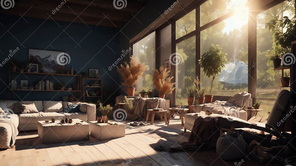 Empty Attic Interior. Generative AI Stock Illustration - Illustration ...