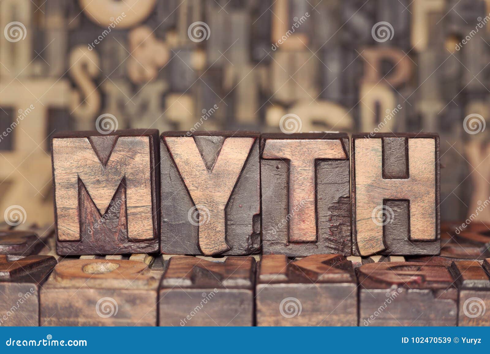 Concept en bois de MYTHE image stock. Image of typographie - 102470539