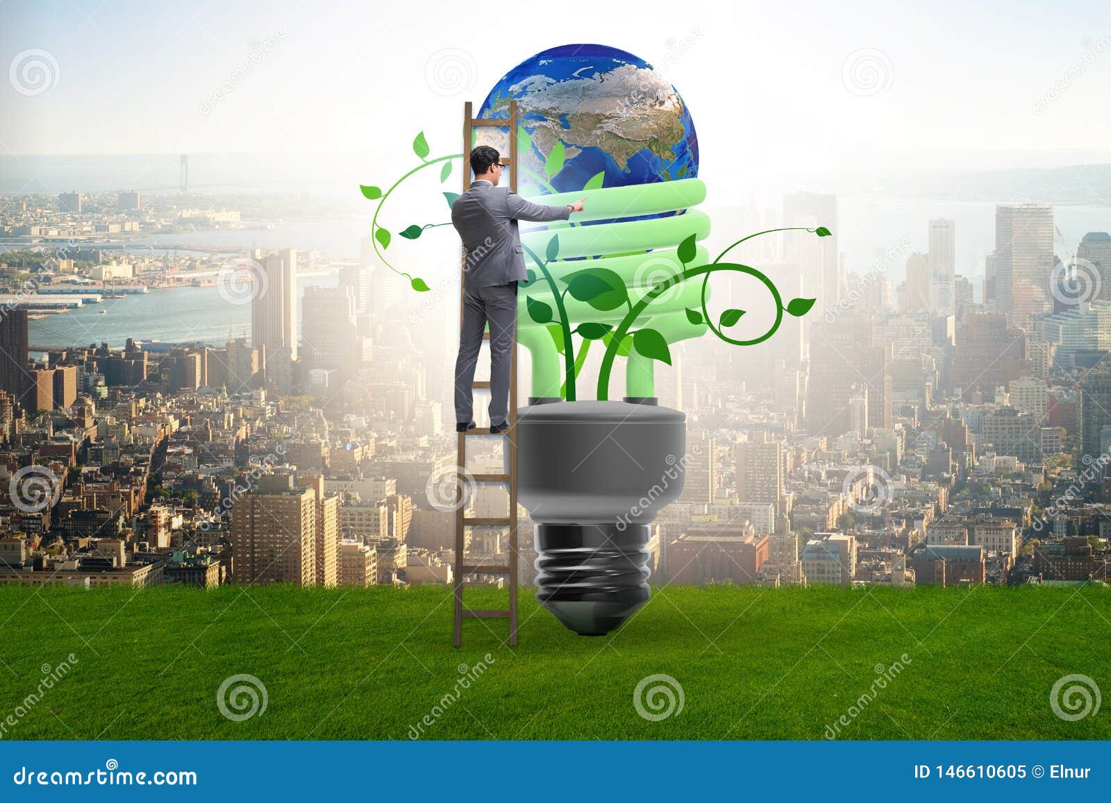 The Concept of Energy Efficiency with Lightbulb Stock Image - Image of ...