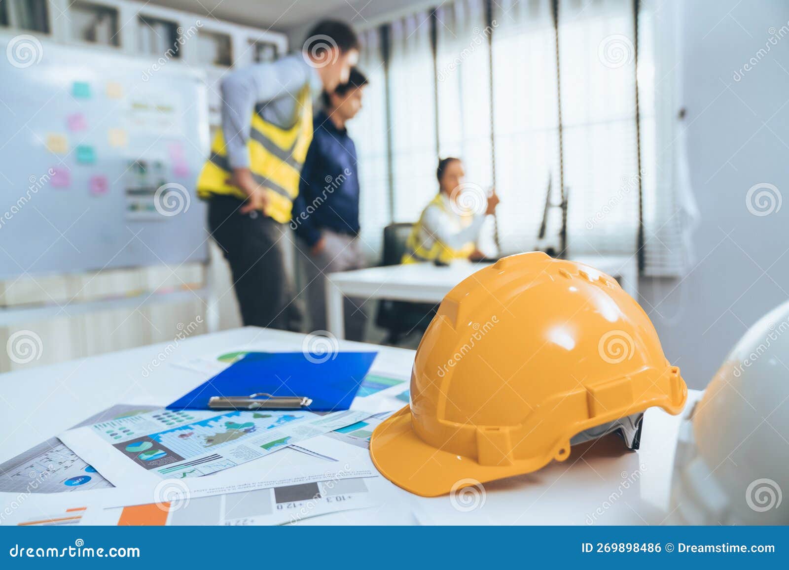 Concept of Engineering Meeting with Protective Helmet for Competent ...