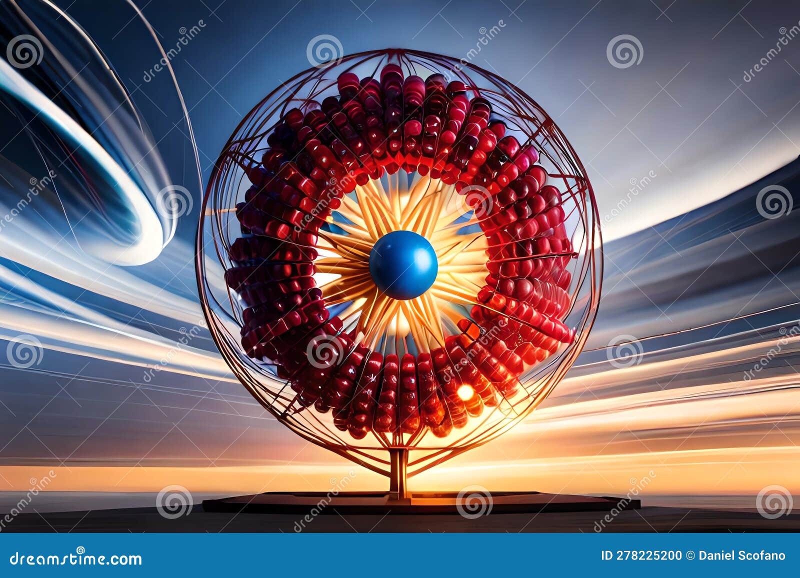 Enlarged Model of an Atom with a Nucleus of Protons, Neutrons and ...