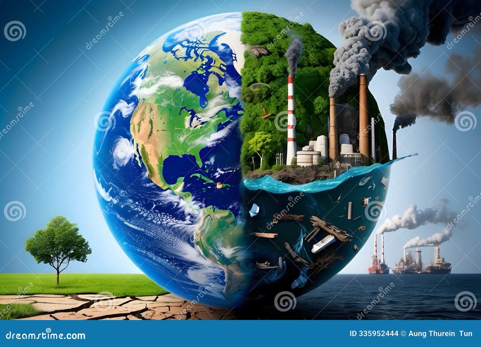 A Concept of Environmental Pollution with Planet Earth Stock Photo ...