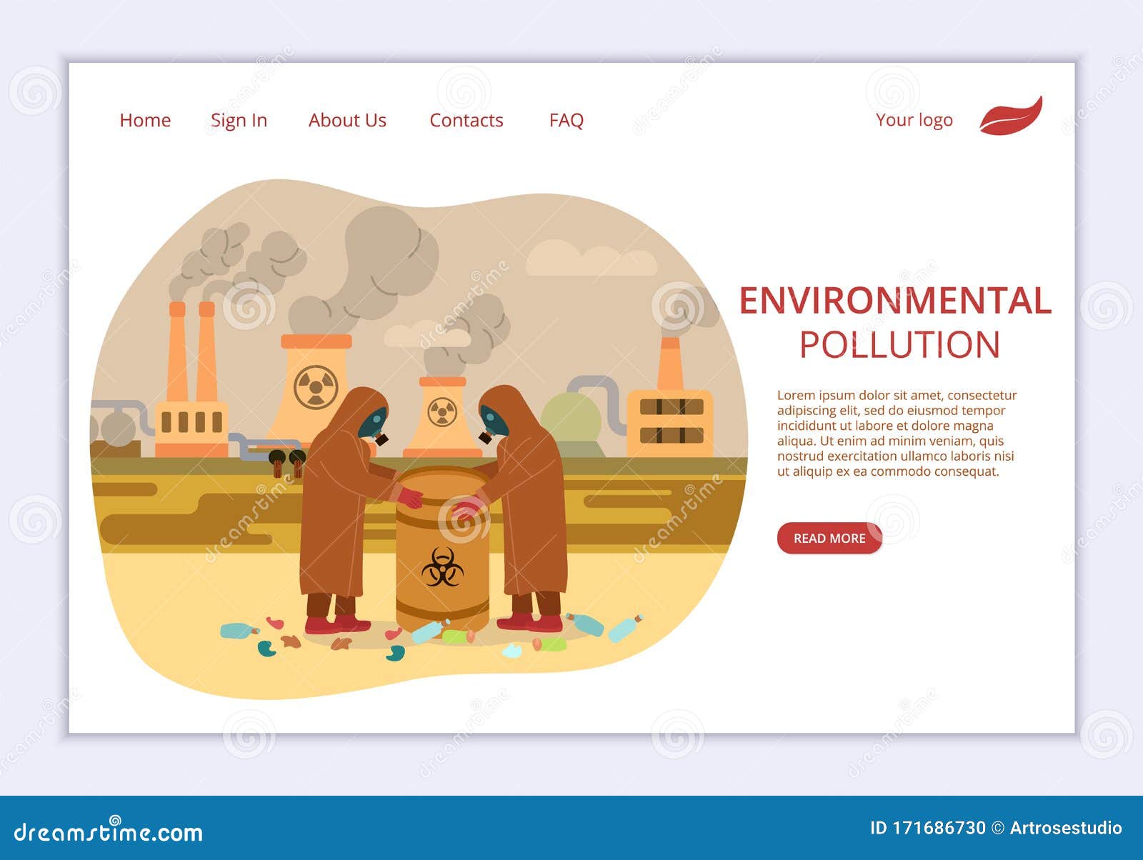Concept of Environmental Pollution, Website Template Stock Vector ...