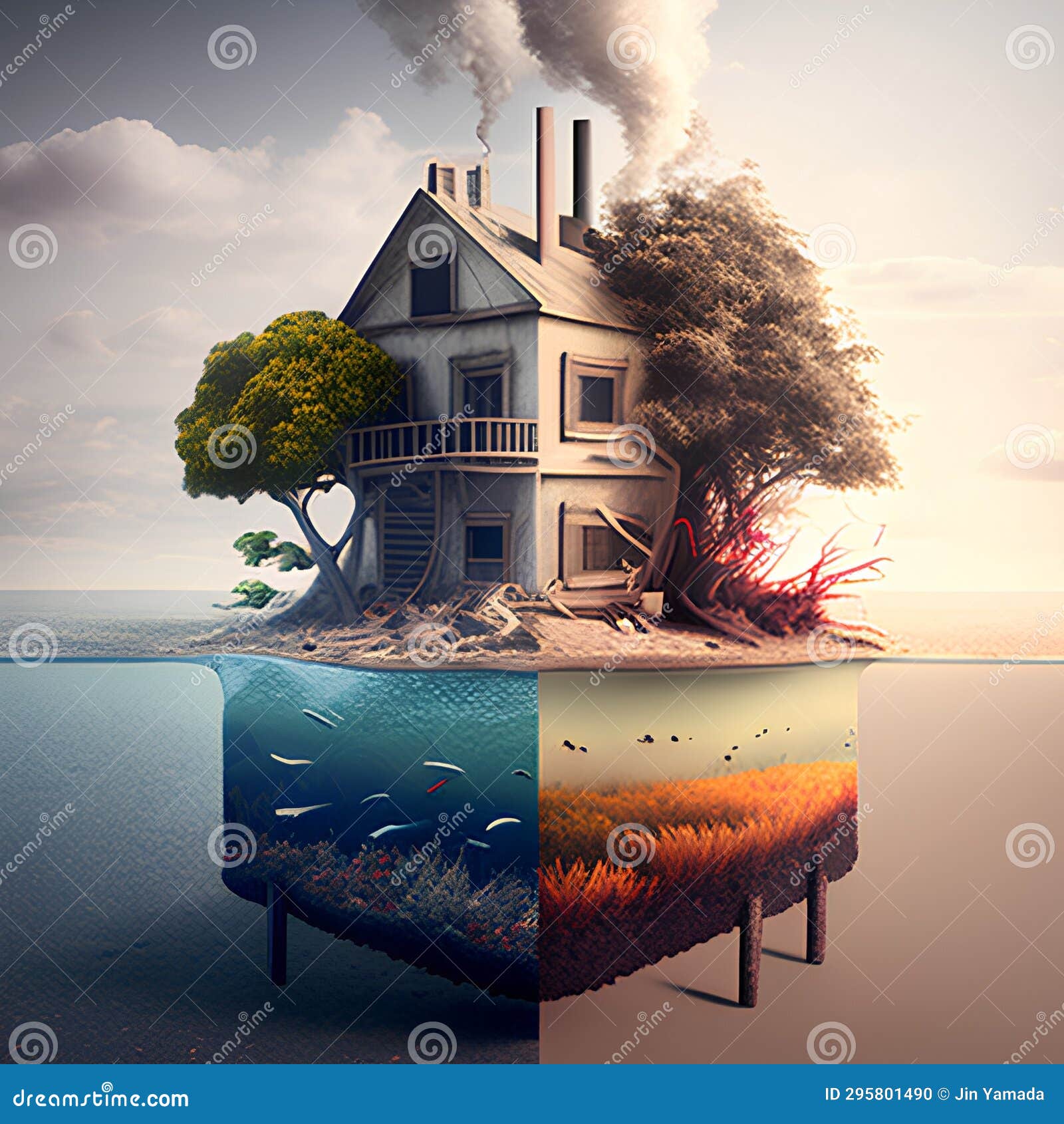 The Concept of Environmental Pollution in the World. 3D Illustration ...