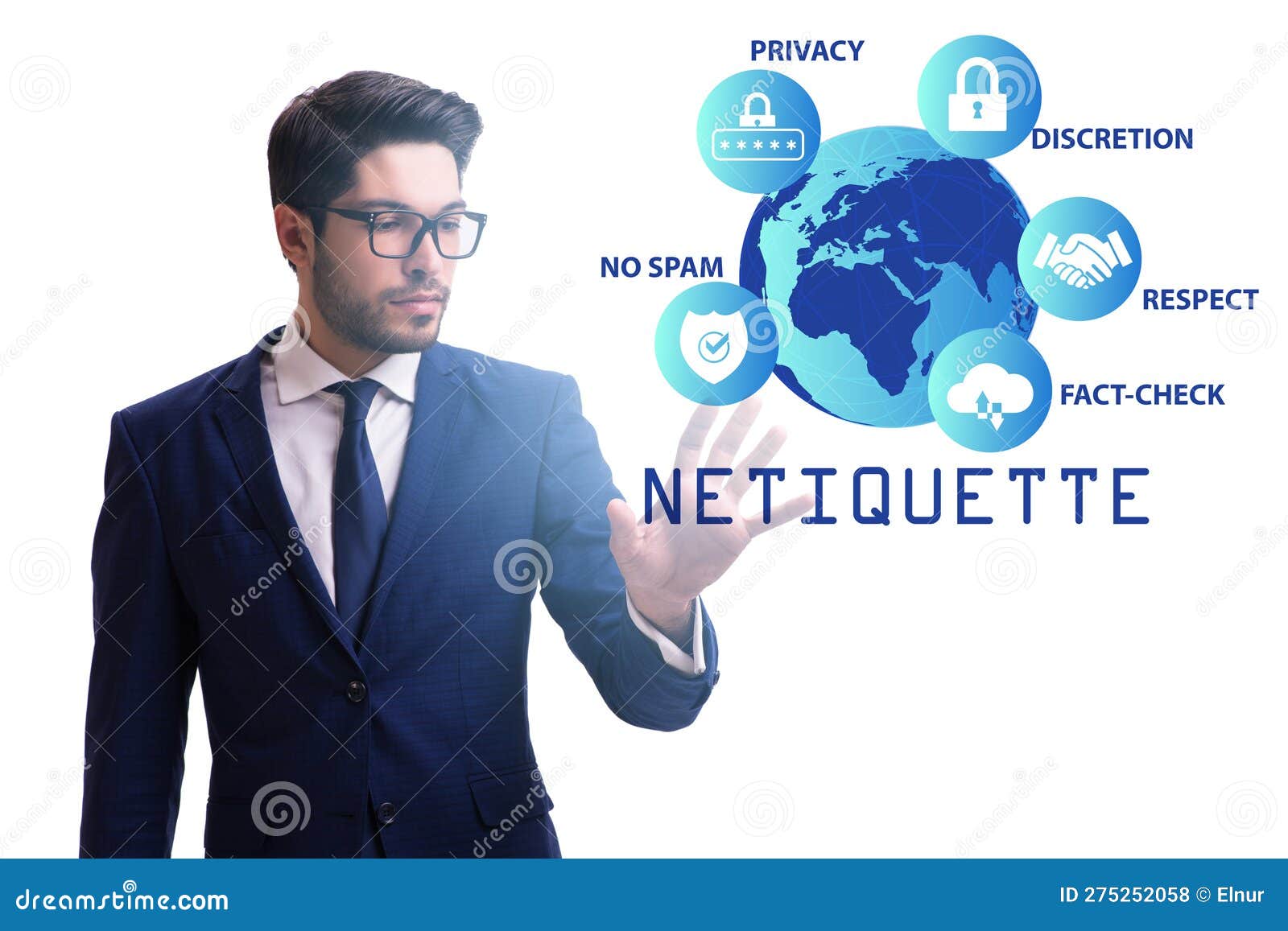 Etiquette Or Netiquette. Male Hand Turns Cubes And Changes The Word ...