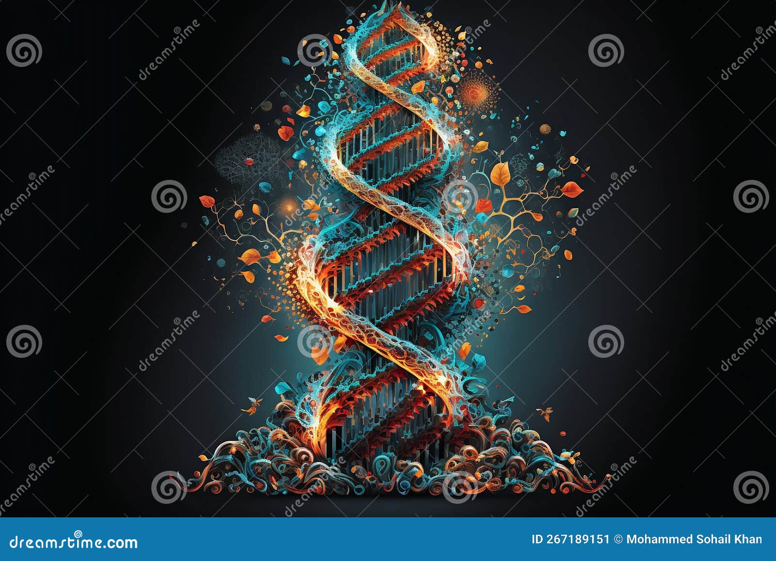 Concept of the Evolution of Human DNA Illustration Helix Background ...