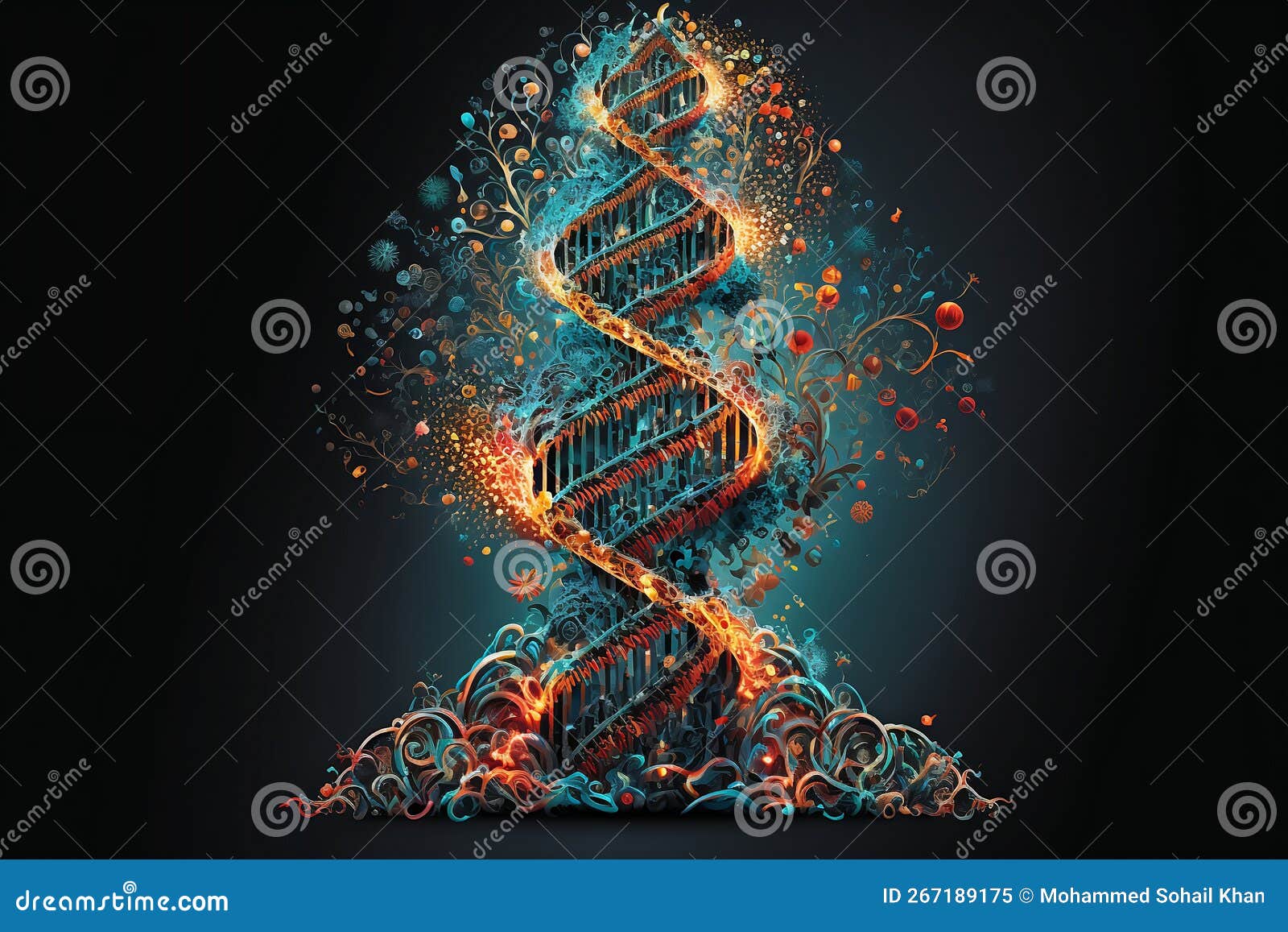 Concept of the Evolution of Human DNA Illustration Helix Background ...