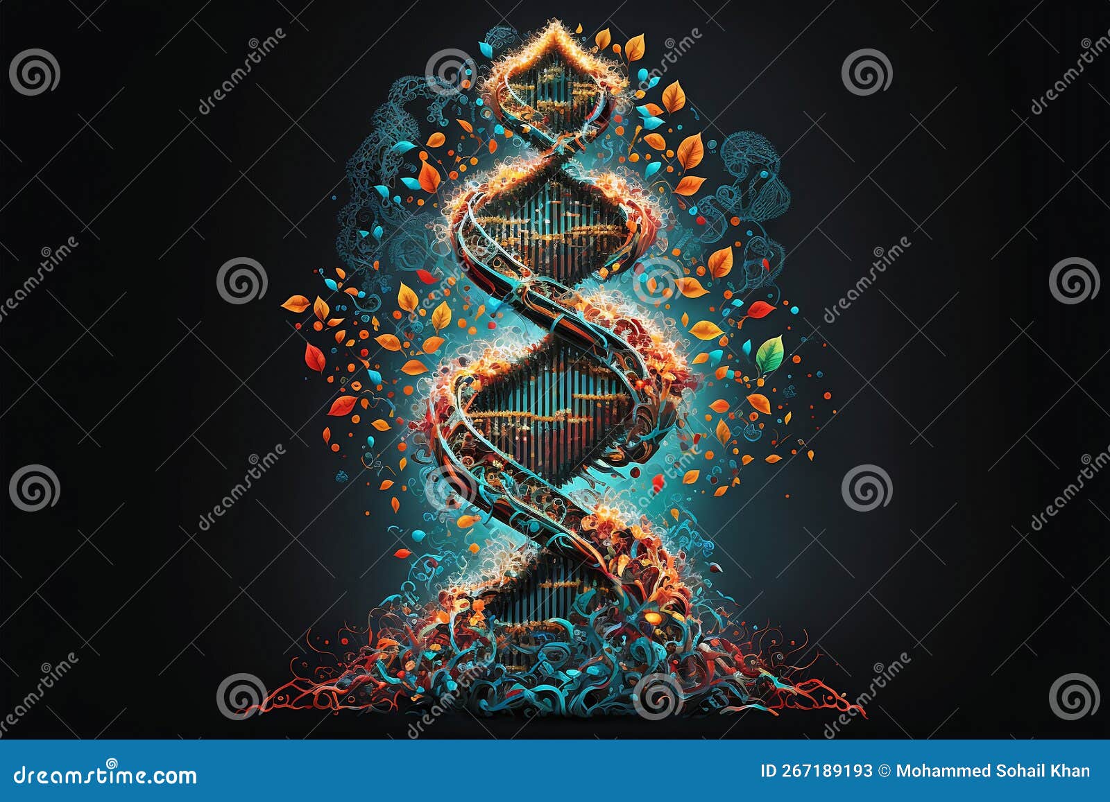 Concept of the Evolution of Human DNA Illustration Helix Background ...