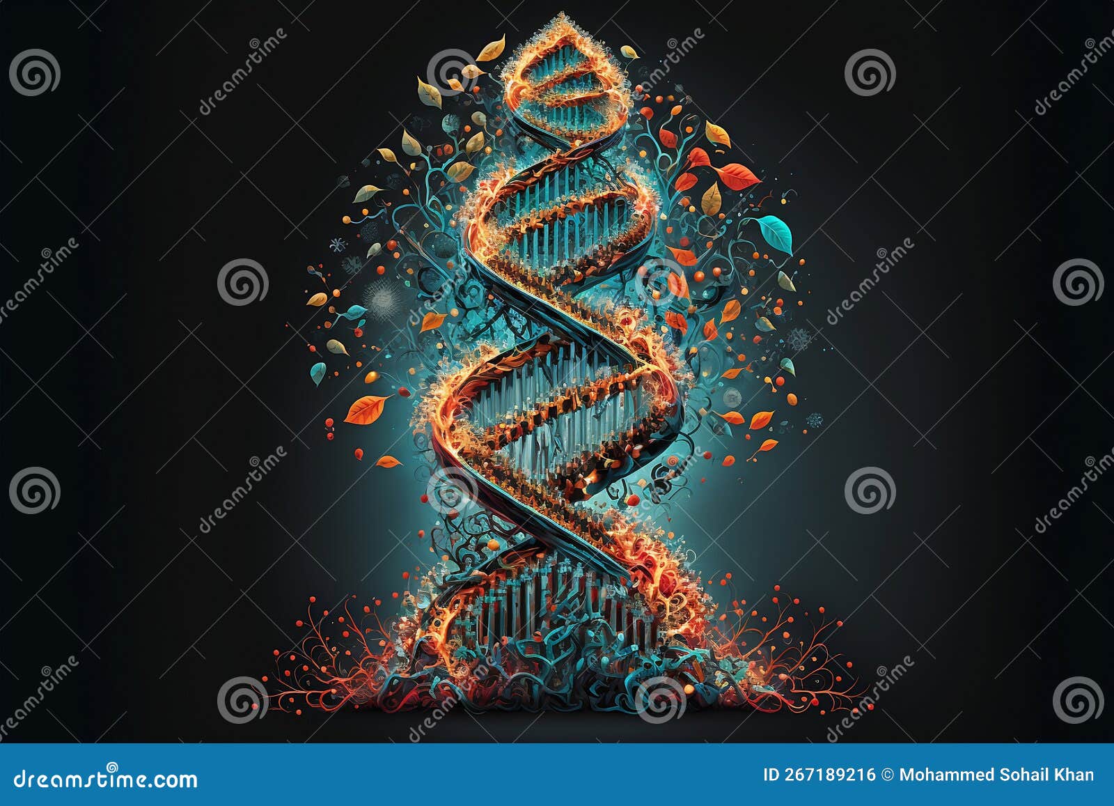 Concept of the Evolution of Human DNA Illustration Helix Background ...