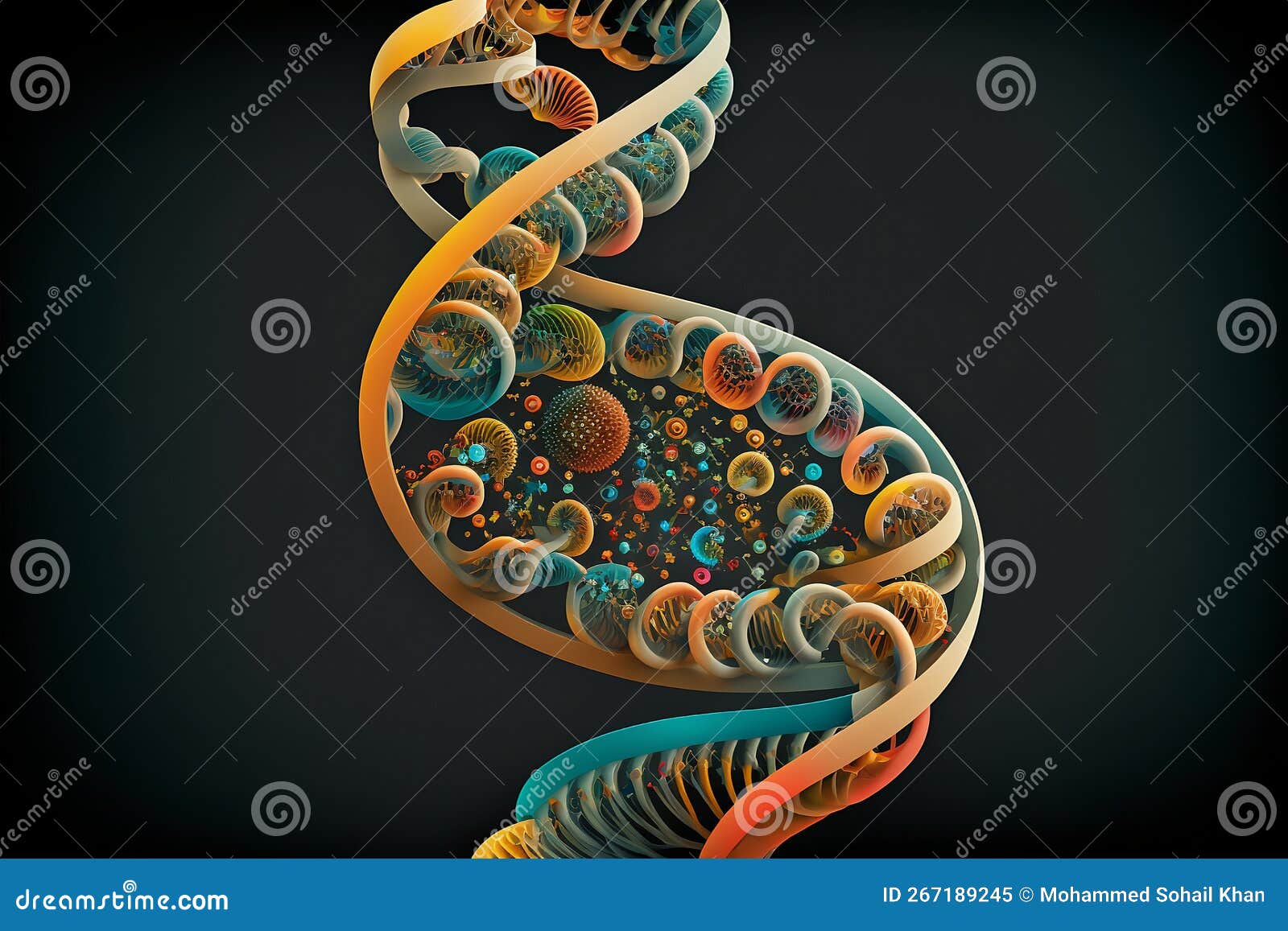 Concept of the Evolution of Human DNA Illustration Helix Background ...