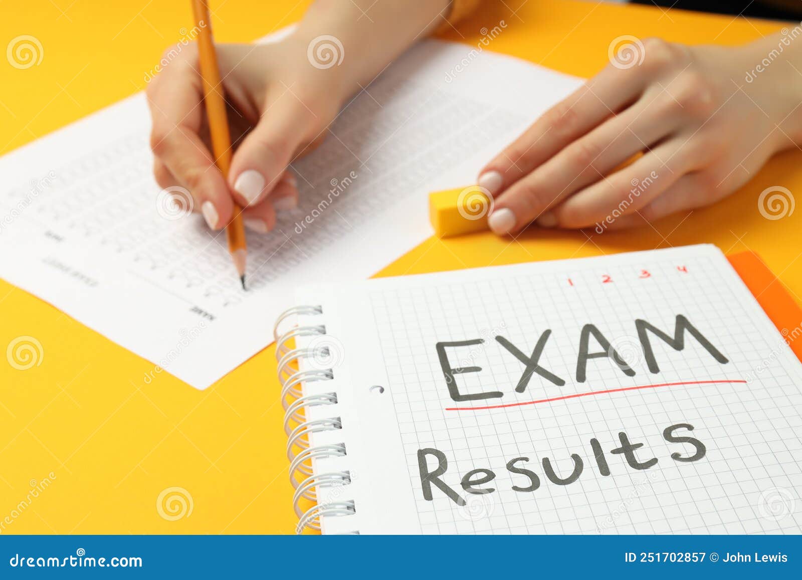 Concept of Exams and Tests, Close Up Stock Image - Image of eraser ...
