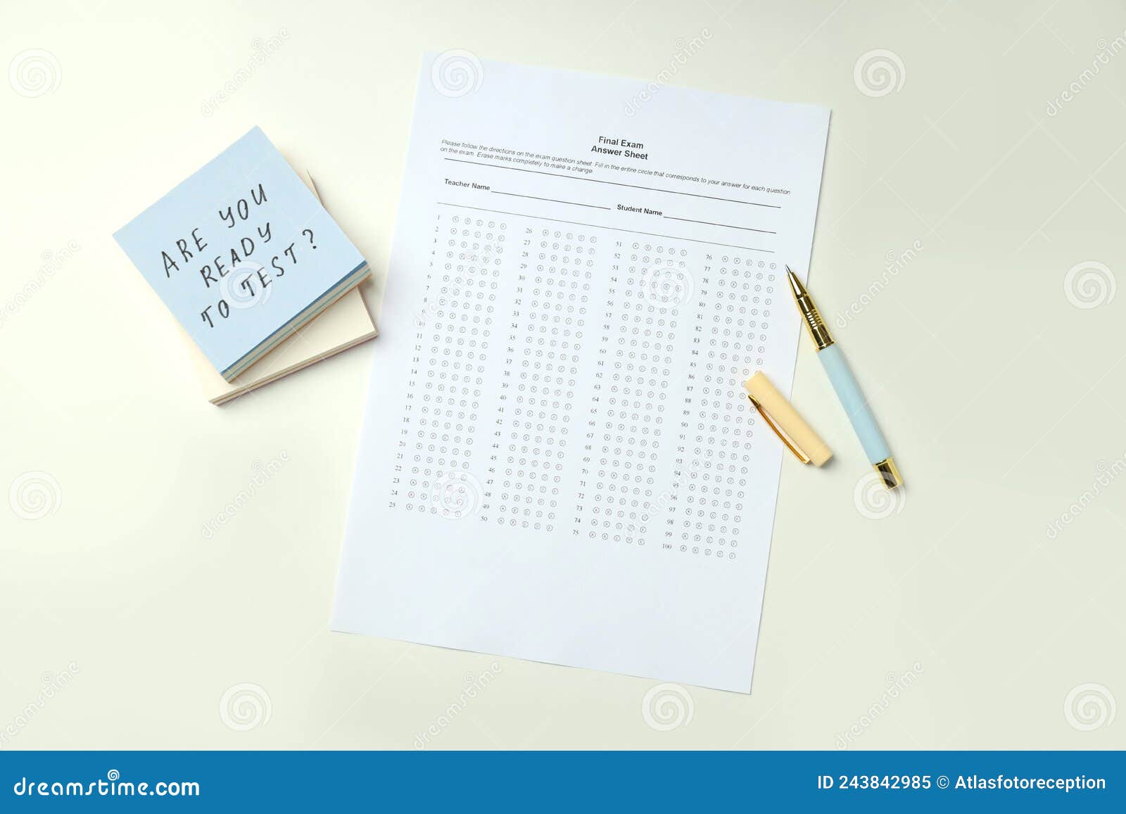 Concept of Exams and Tests, Top View Stock Image - Image of studying ...