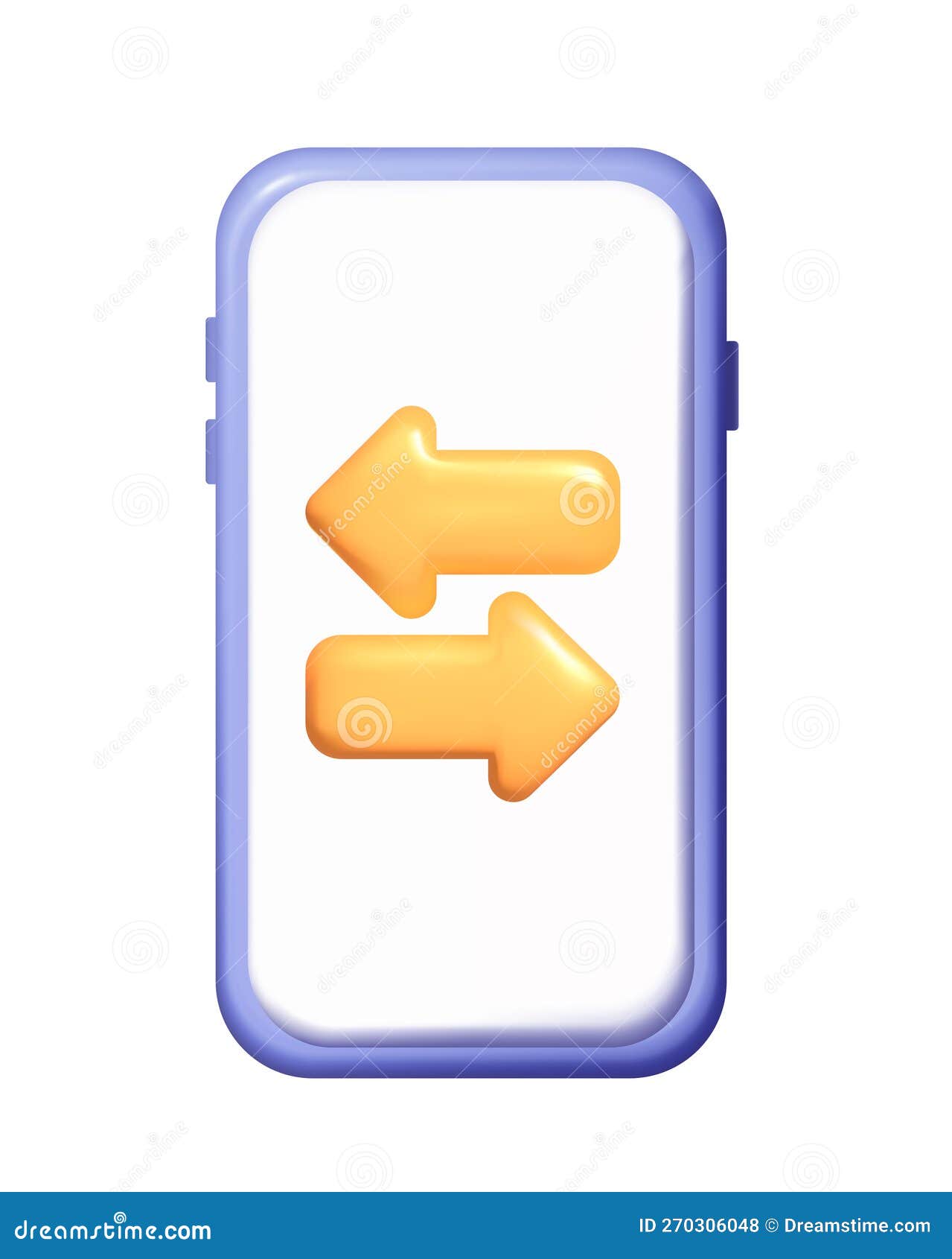 Concept Exchange or Transfer in Mobile Phone. Two Vector Yellow Left ...