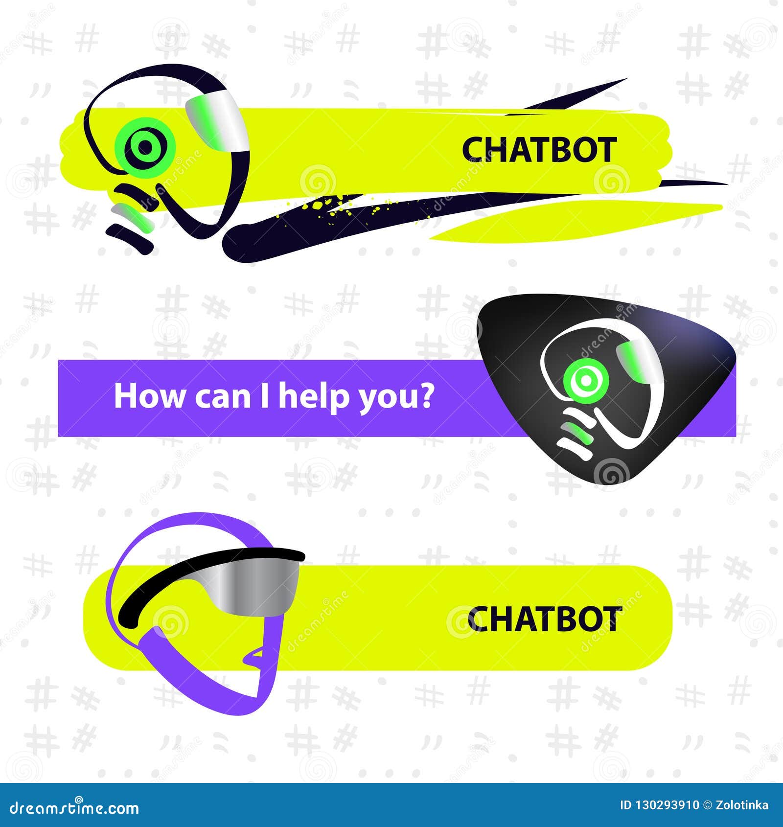 Concept of Facial Avatar Chatbot. Sketch Head Robot Stock Vector ...