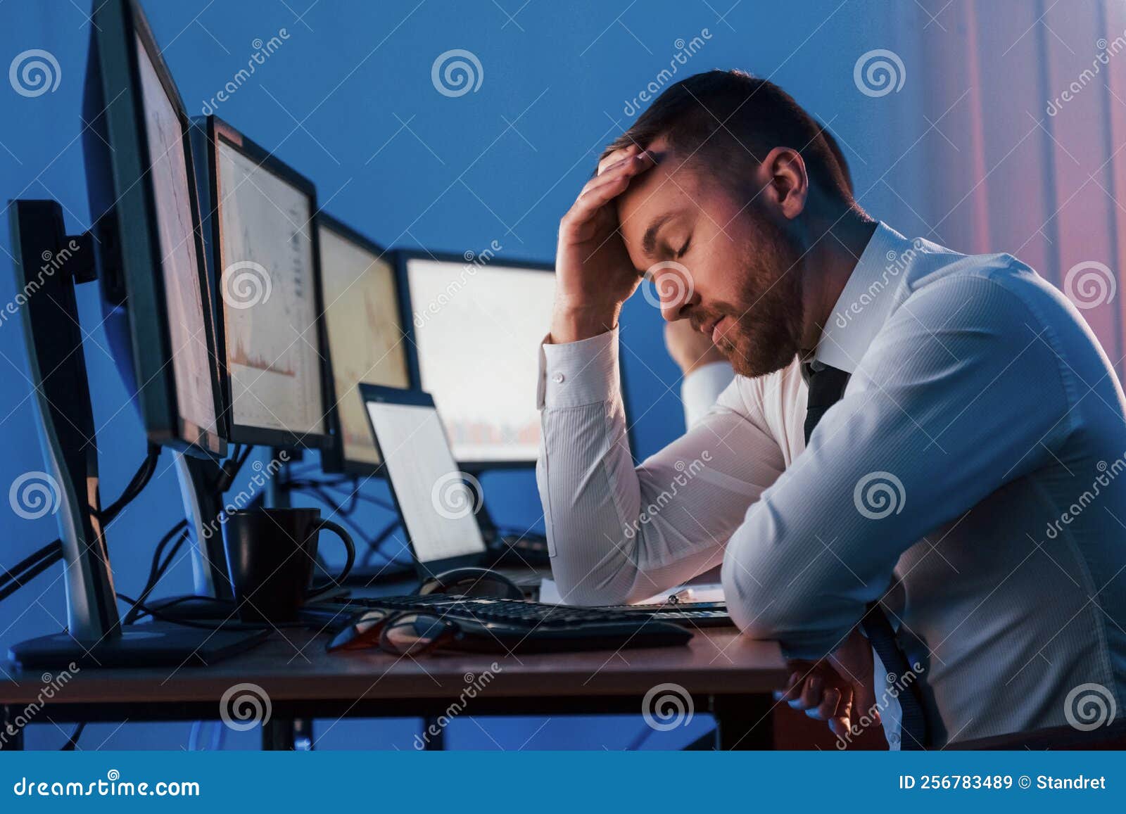 Concept of Failure. Two Stock Traders Working in the Office with ...