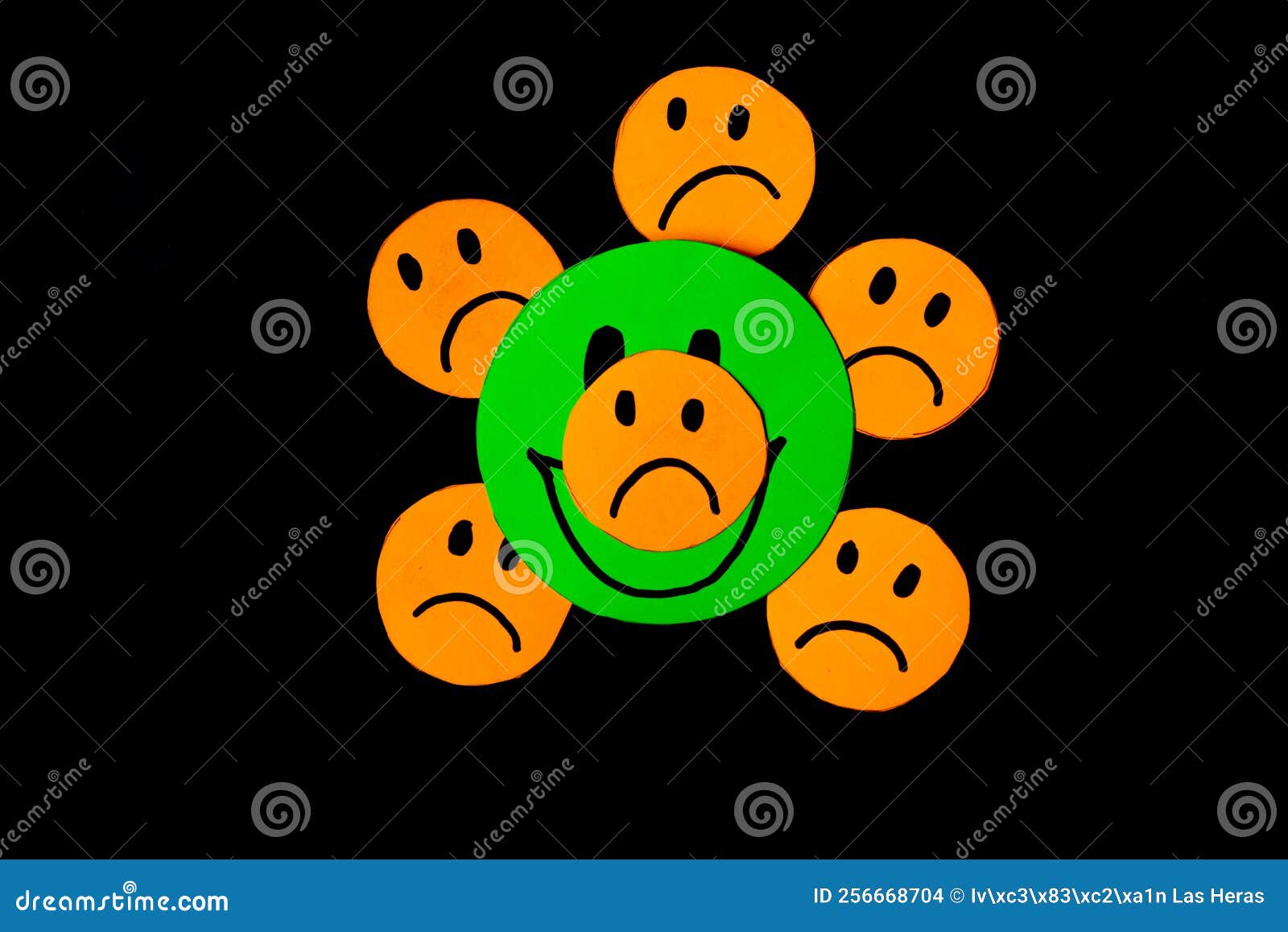 Image of Smiley Faces and a Fake Smile, Concept of Sadness and Fake Joy ...