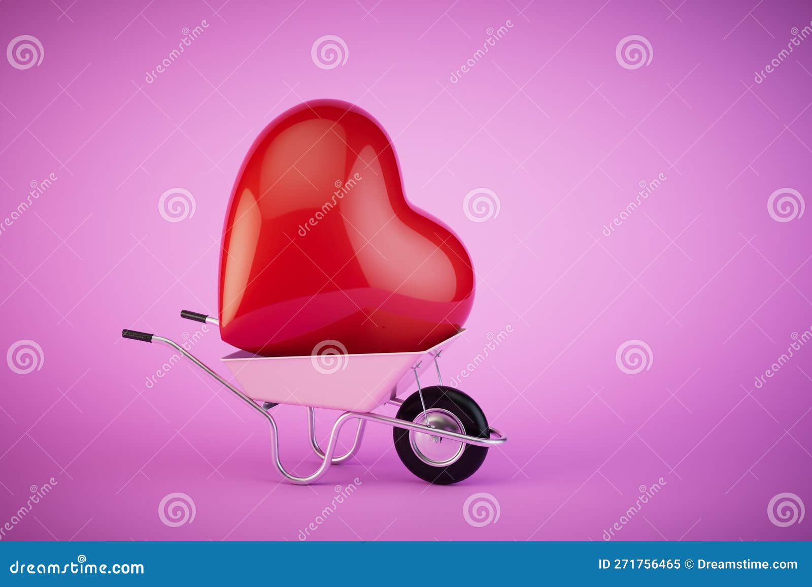 The Concept of Falling in Love. a Wheelbarrow in Which a Big Heart on a ...