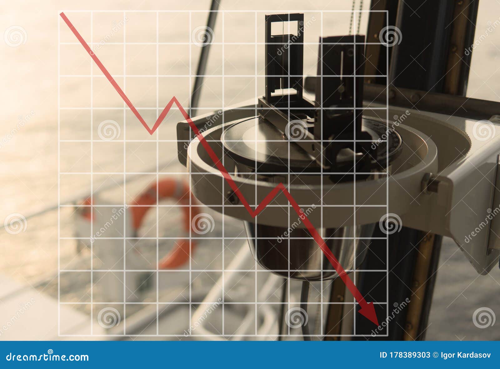 Concept of Falling Market in Marine Industry with Downward Graphics ...