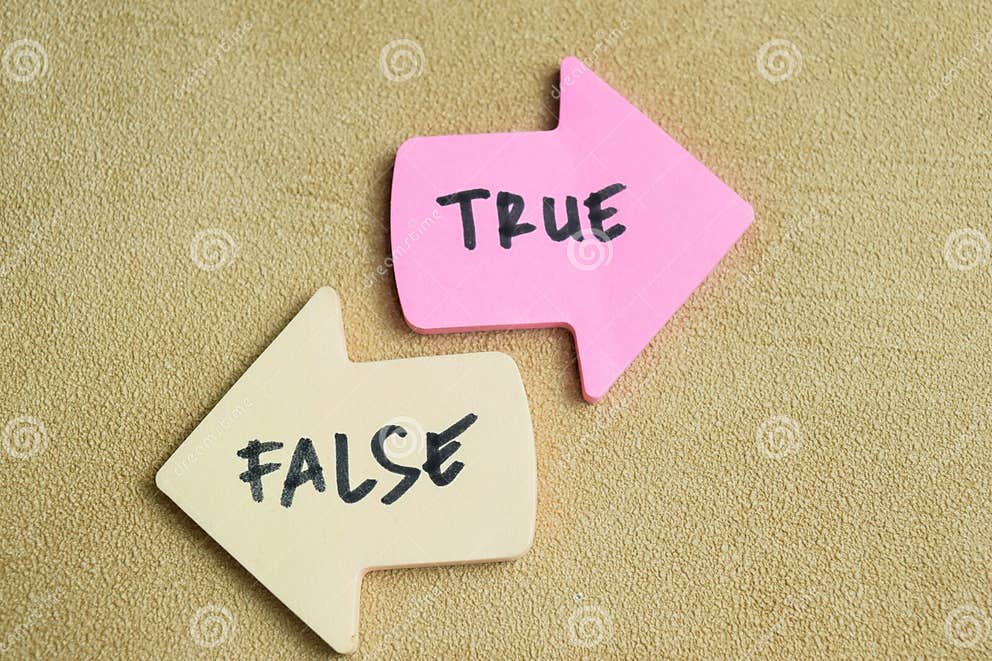 Concept of False or True Write on Sticky Notes Isolated on Wooden Table ...