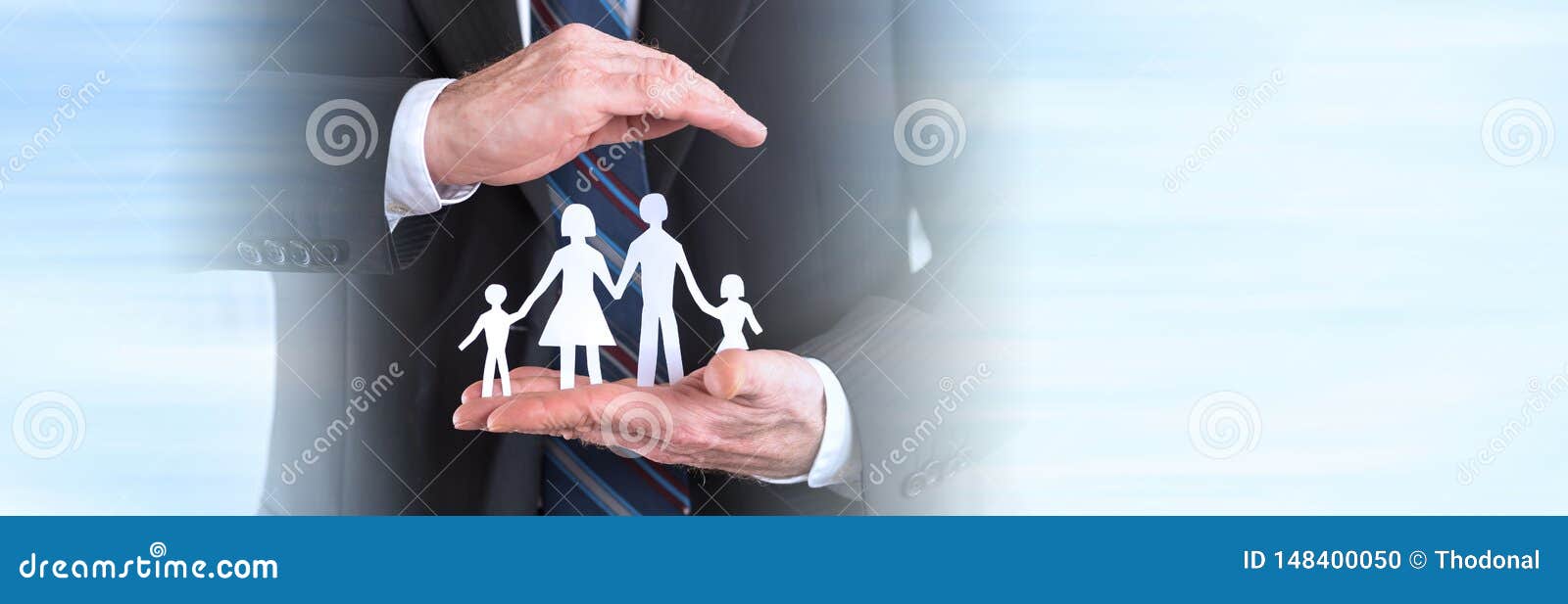 Concept of Family Insurance. Panoramic Banner Stock Photo - Image of ...