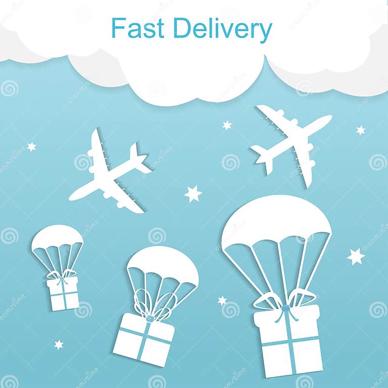Concept of Fast Delivery Airplane with Gift Boxes Stock Vector ...