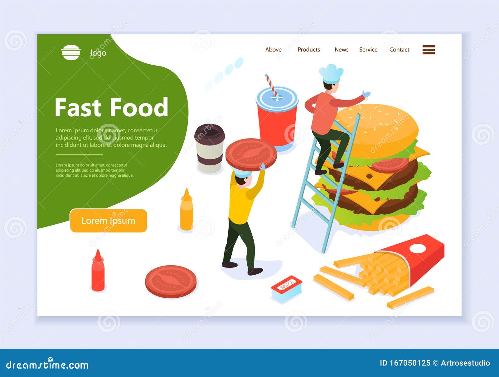 Concept of Fast Food, Web Template Stock Vector - Illustration of icon ...