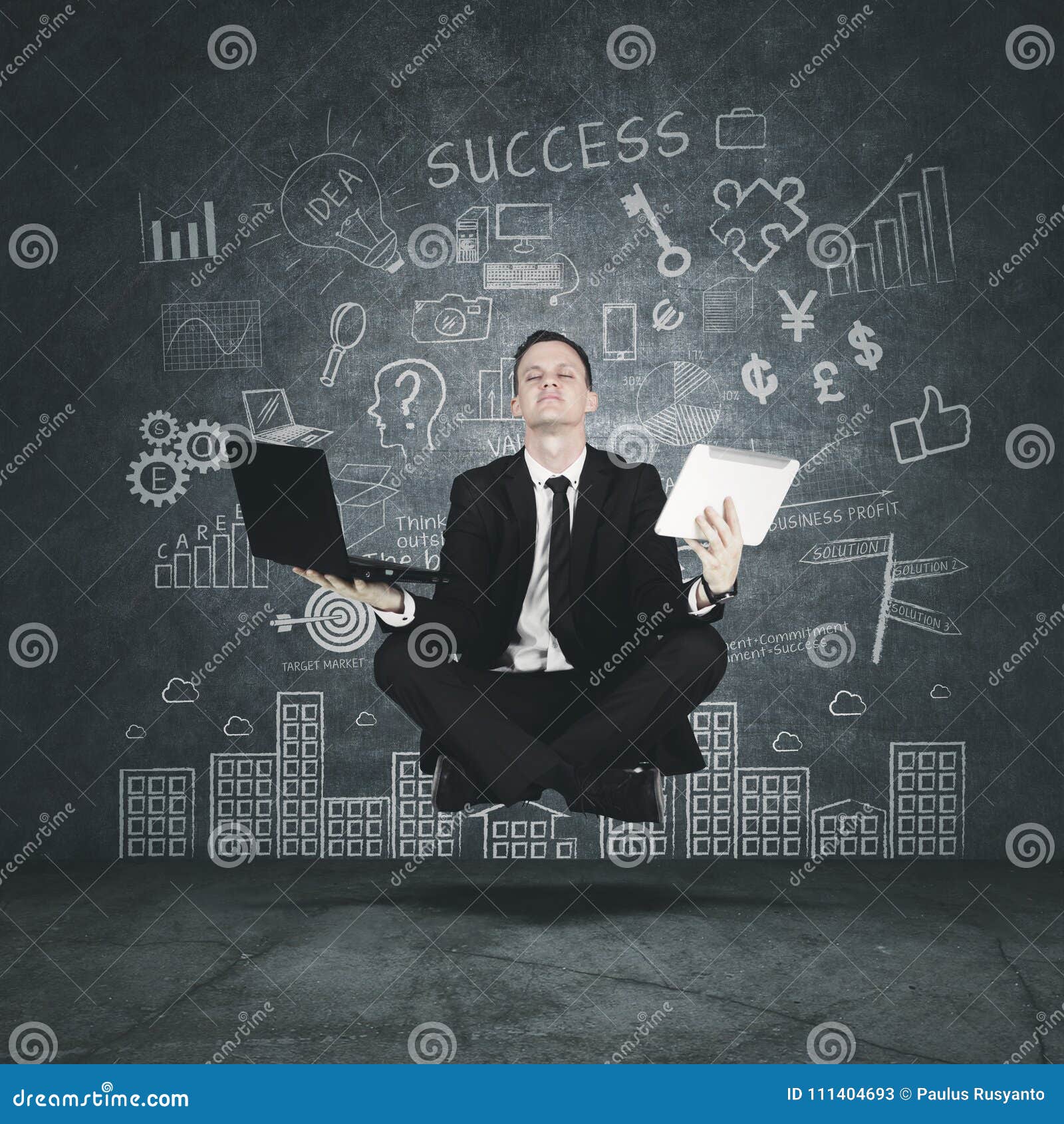 Fast Internet with Businessman Flying with a Computer Mouse Stock Image ...