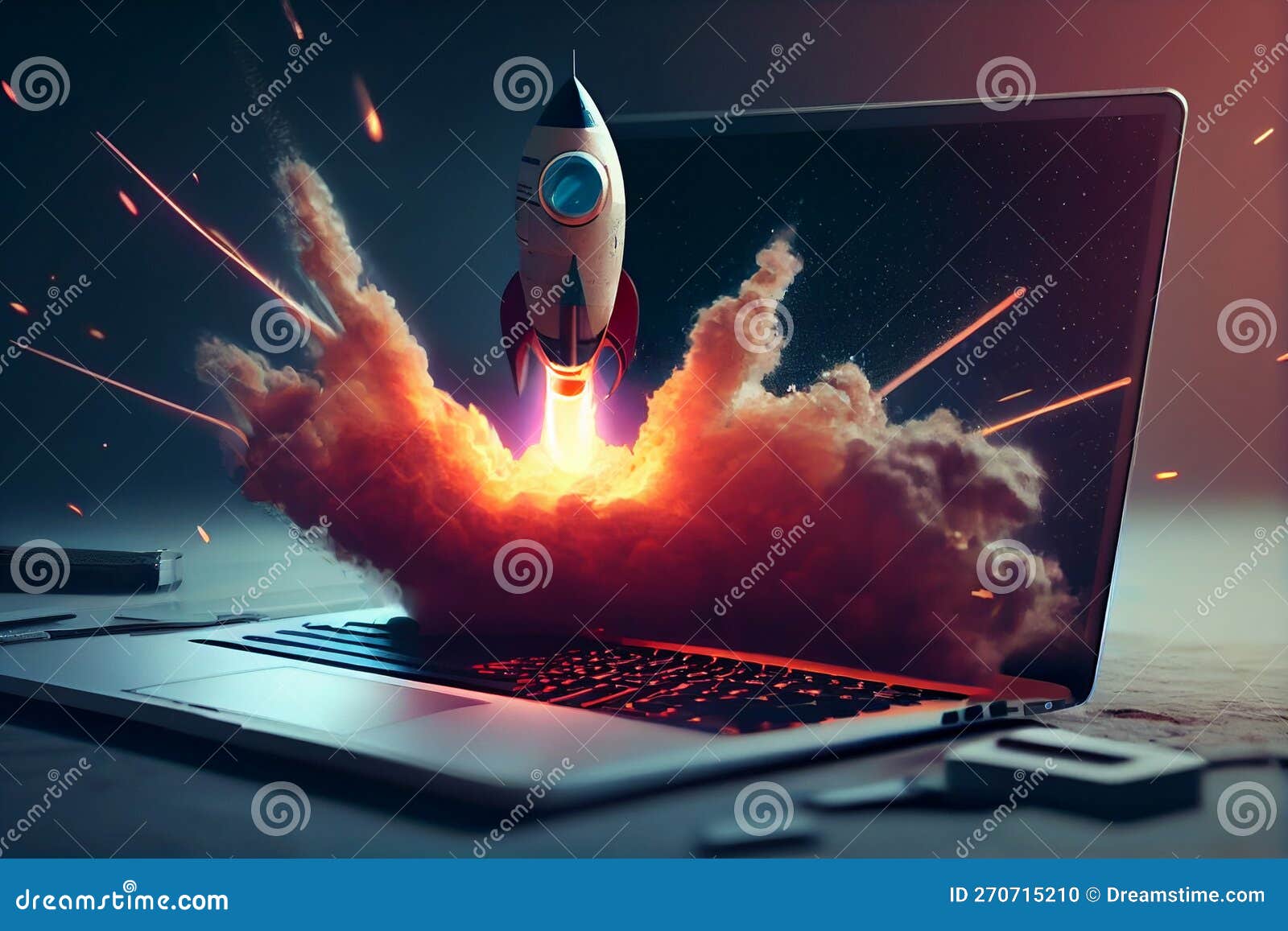 Concept for Fast Internet Using a Laptop and a Rocket..generative Ai ...