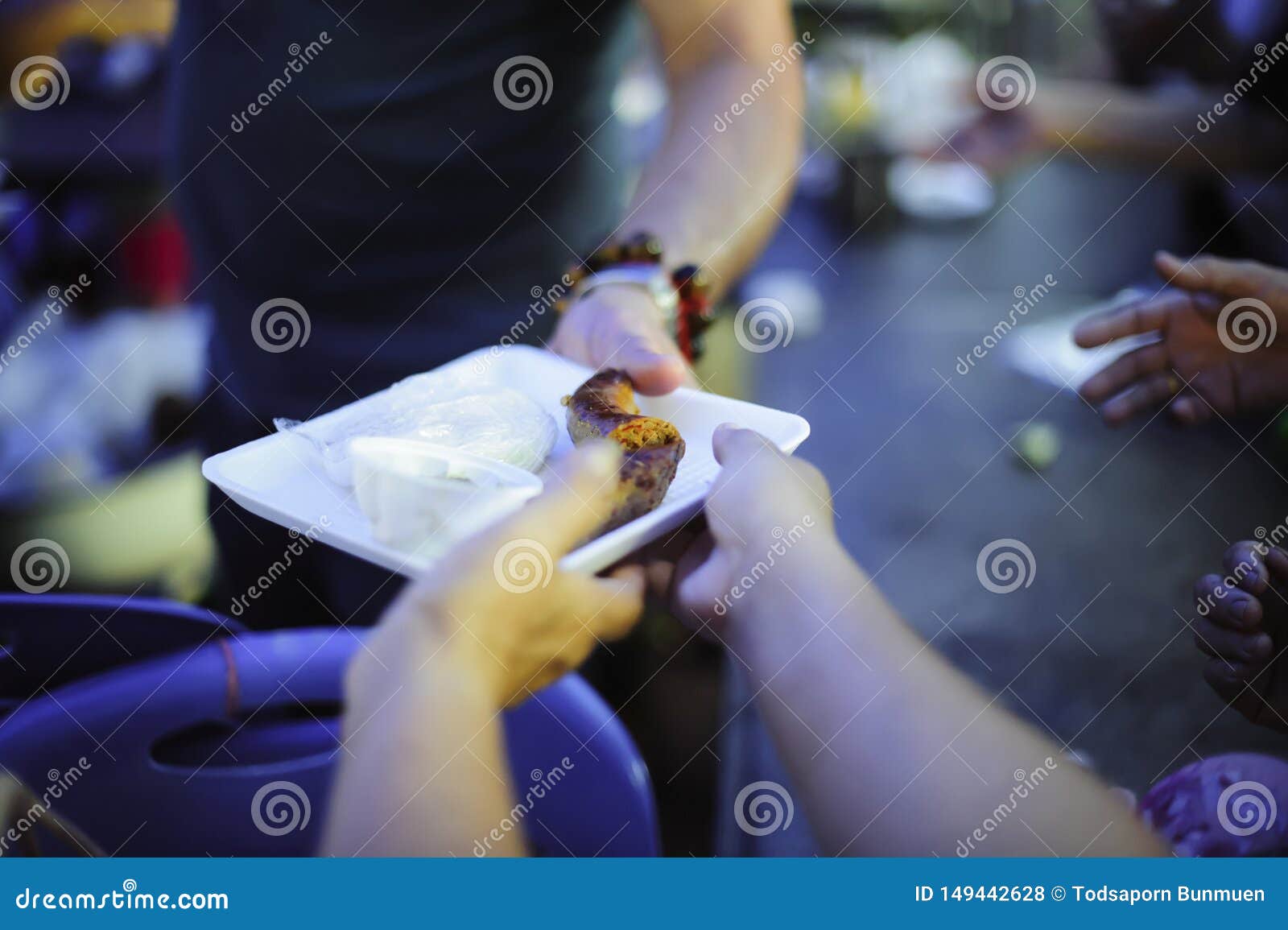 The Concept of Feeding : the Hands of the Poor Receive Food from the ...