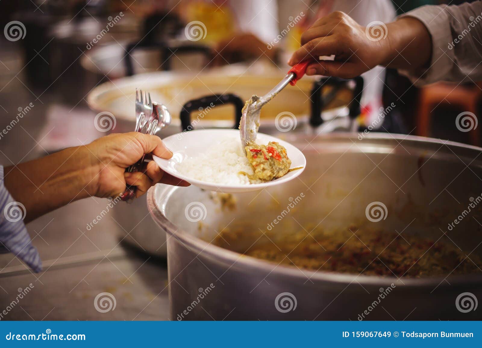 The Concept of Feeding : the Hands of the Poor Receive Food from the ...