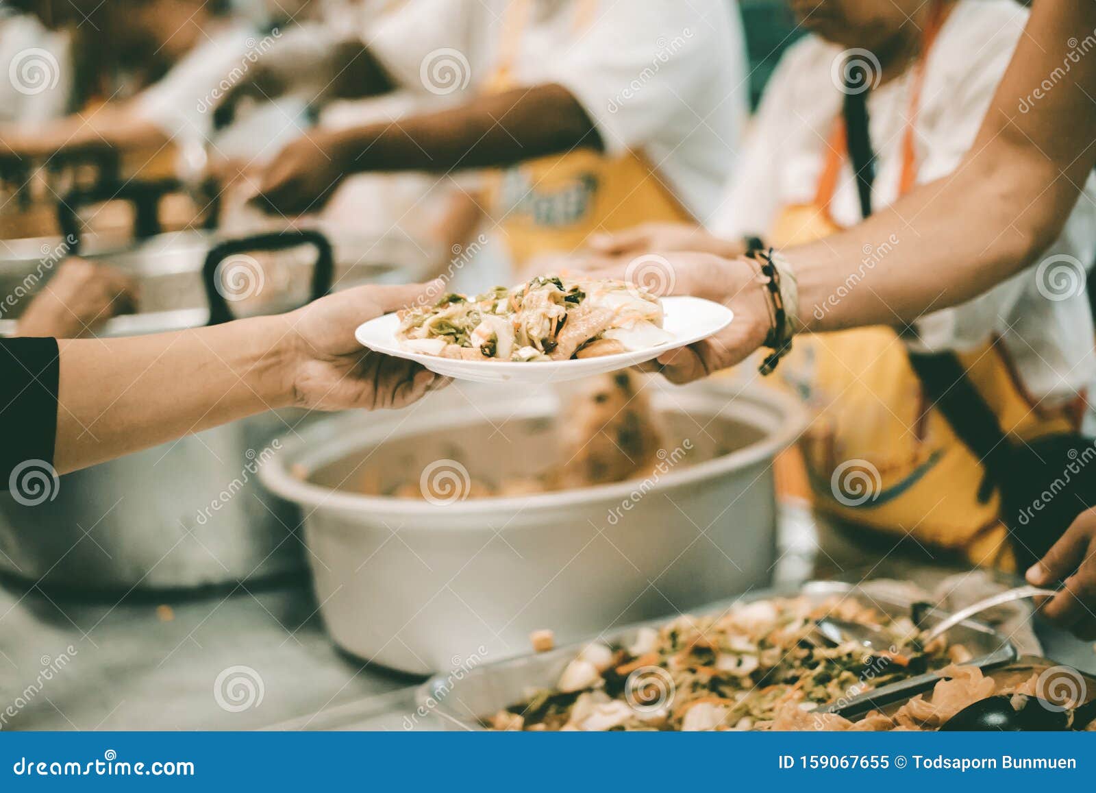 The Concept of Feeding : the Hands of the Poor Receive Food from the ...
