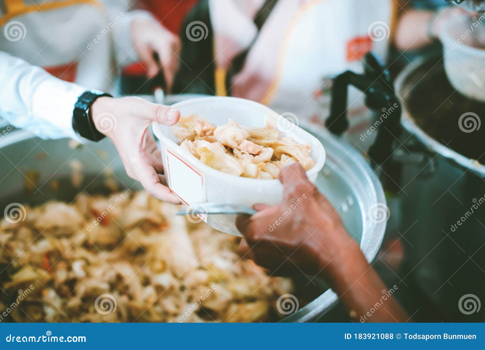 The Concept of Feeding : the Hands of the Poor Receive Food from the ...