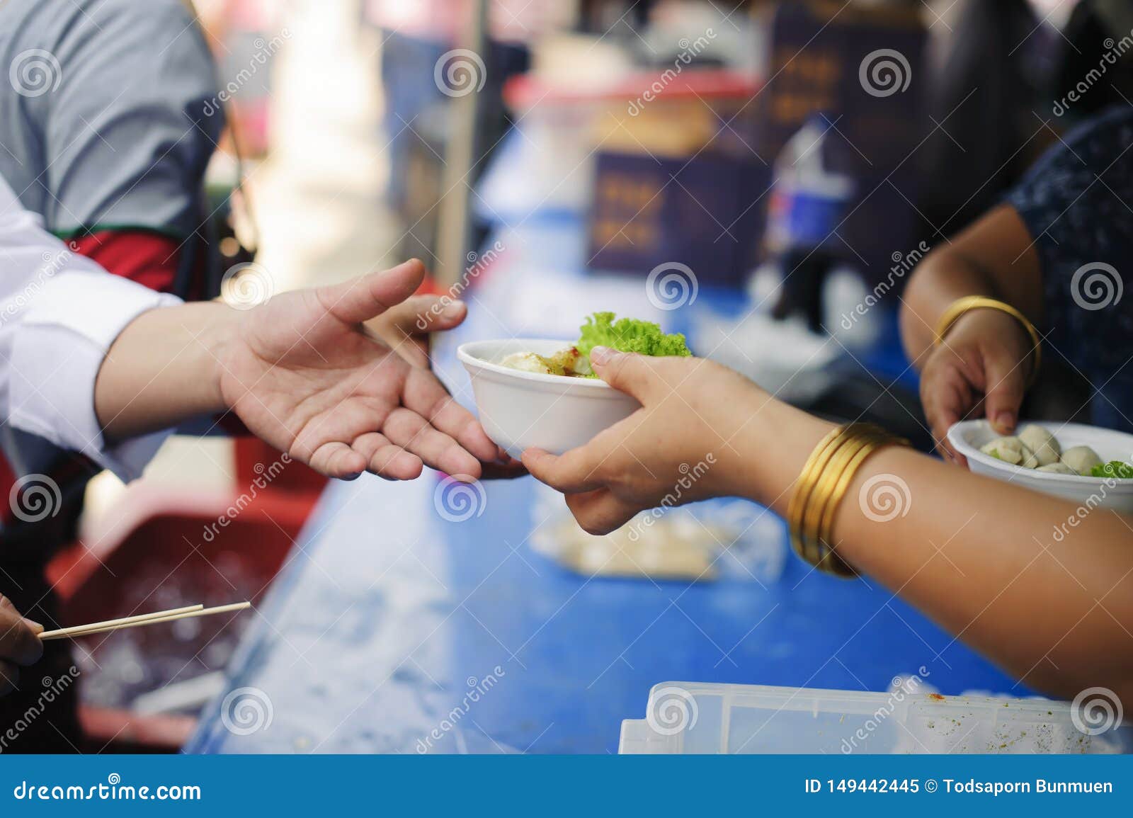 The Concept of Feeding : the Hands of the Poor Receive Food from the ...