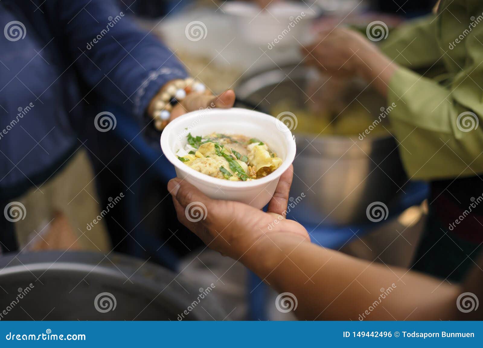 The Concept of Feeding : the Hands of the Poor Receive Food from the ...