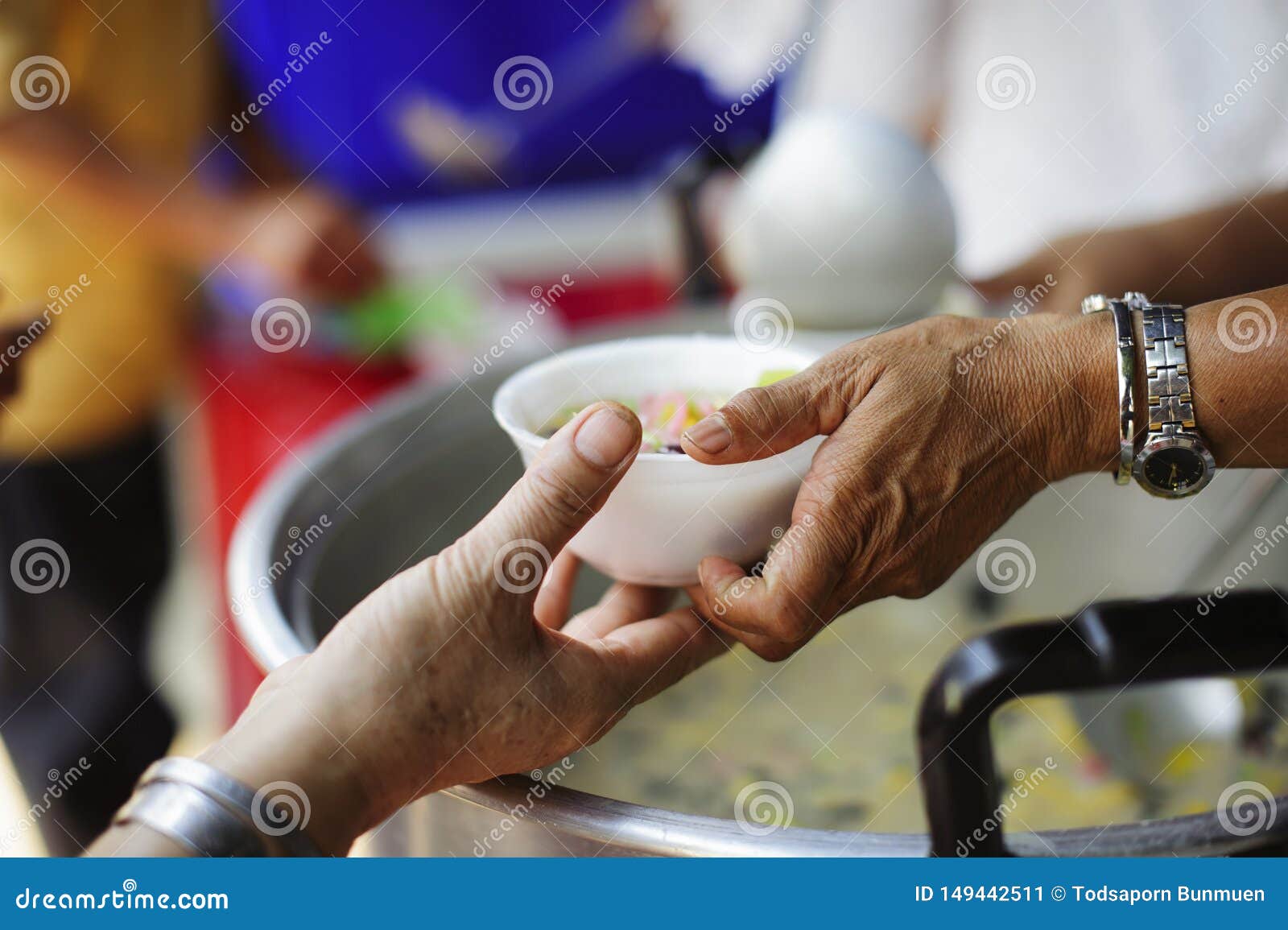 The Concept of Feeding : the Hands of the Poor Receive Food from the ...