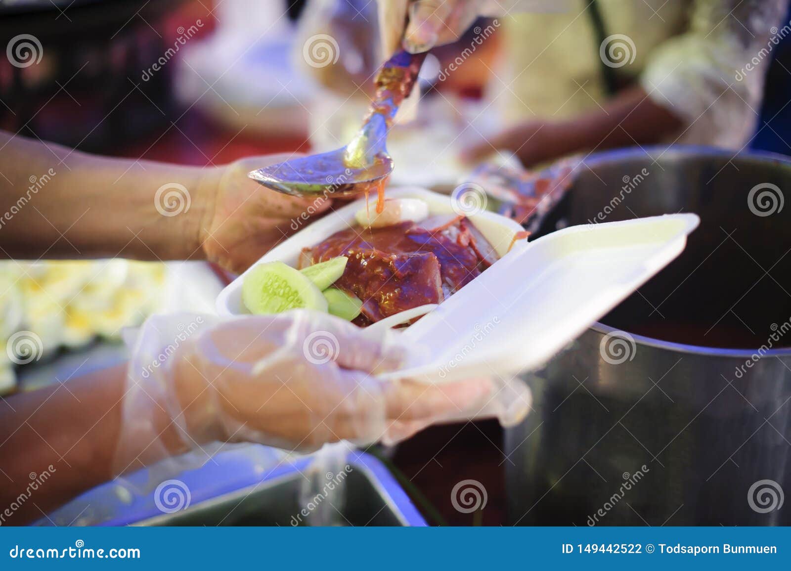 The Concept of Feeding : the Hands of the Poor Receive Food from the ...