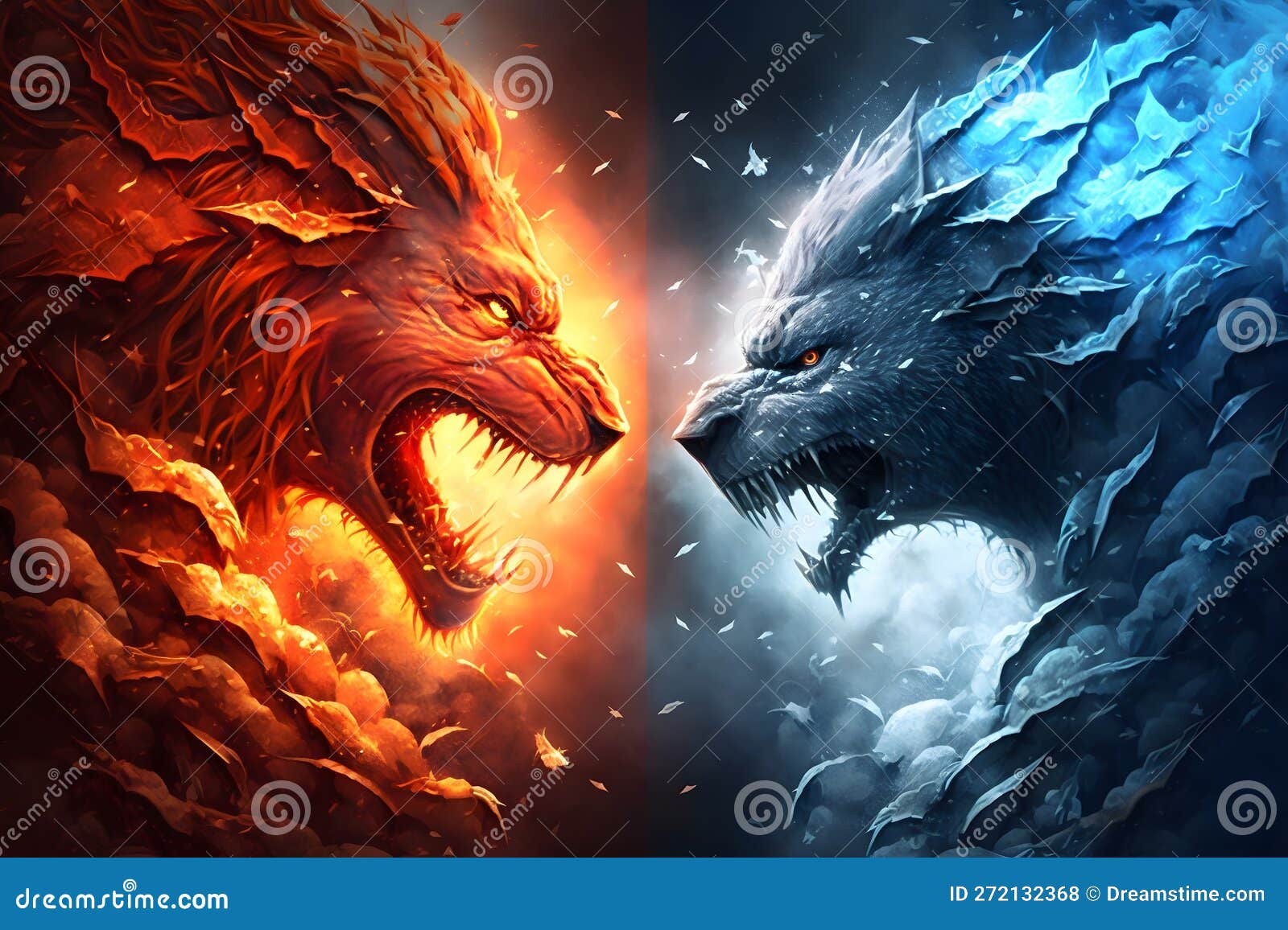 Concept of Fighting Ice and Fire Stock Illustration - Illustration of ...